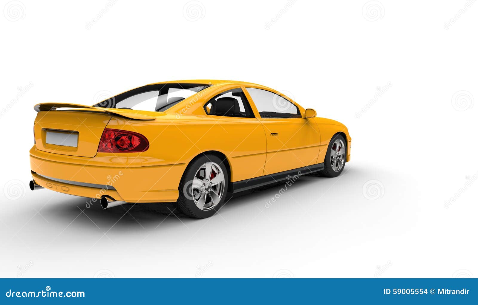 Yellow Fast Car - Rear View Stock Illustration - Illustration of ...
