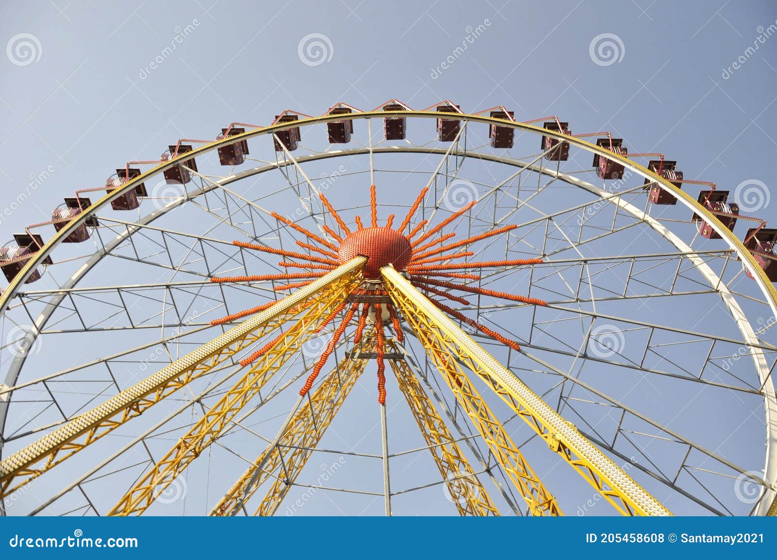 Yellow Ferris Wheel in an Amusement Park for Magic Mood Stock Photo ...