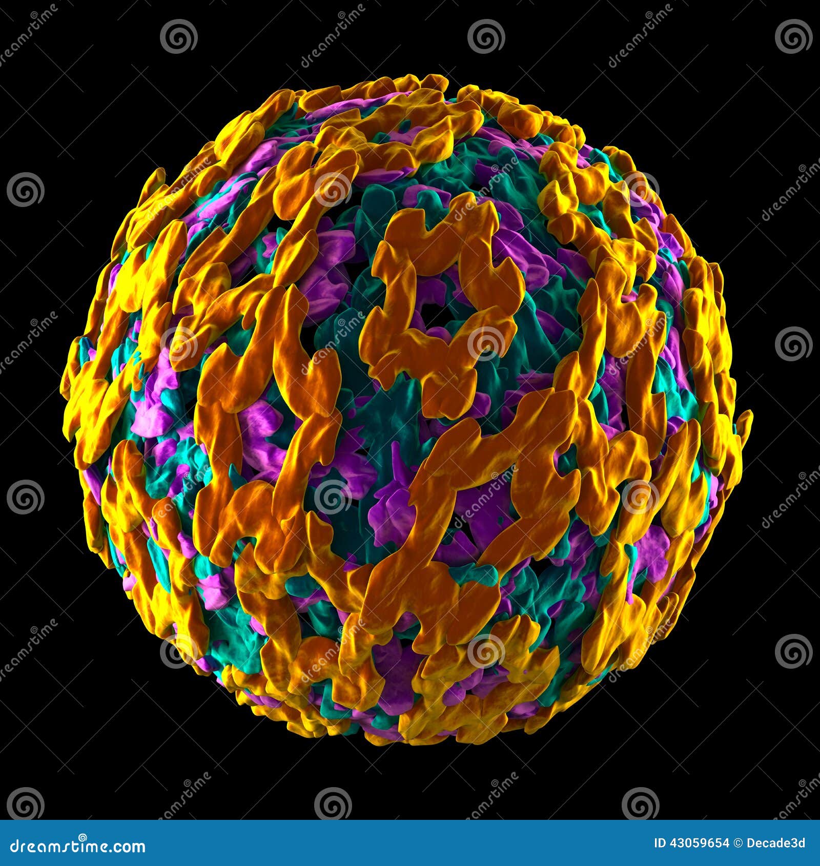 Yellow Fever Virus Structure. Close-up Of A Virion Anatomy Vector ...