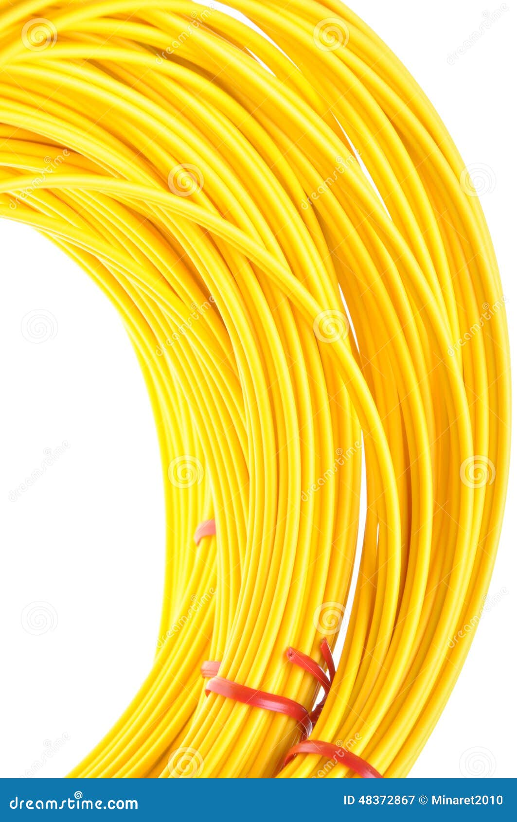 Yellow fiber optic cables stock image. Image of group - 48372867
