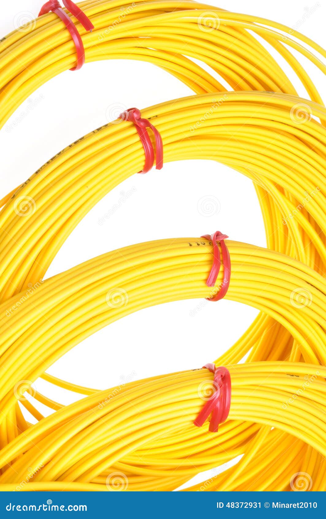 Yellow fiber optic cables stock image. Image of industry - 48372931