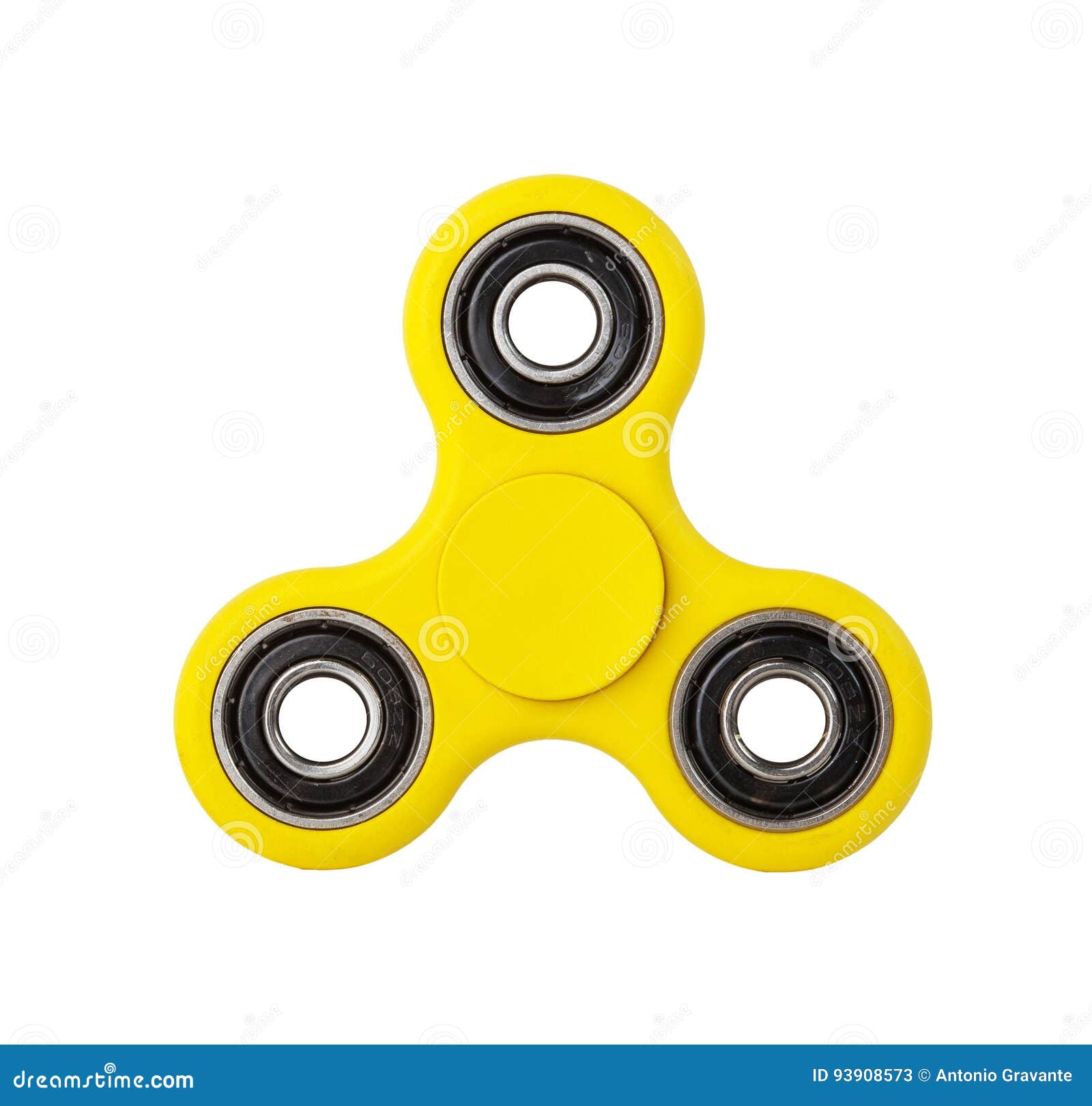Yellow Fidget Spinner on White Background Stock Image - Image of turn ...