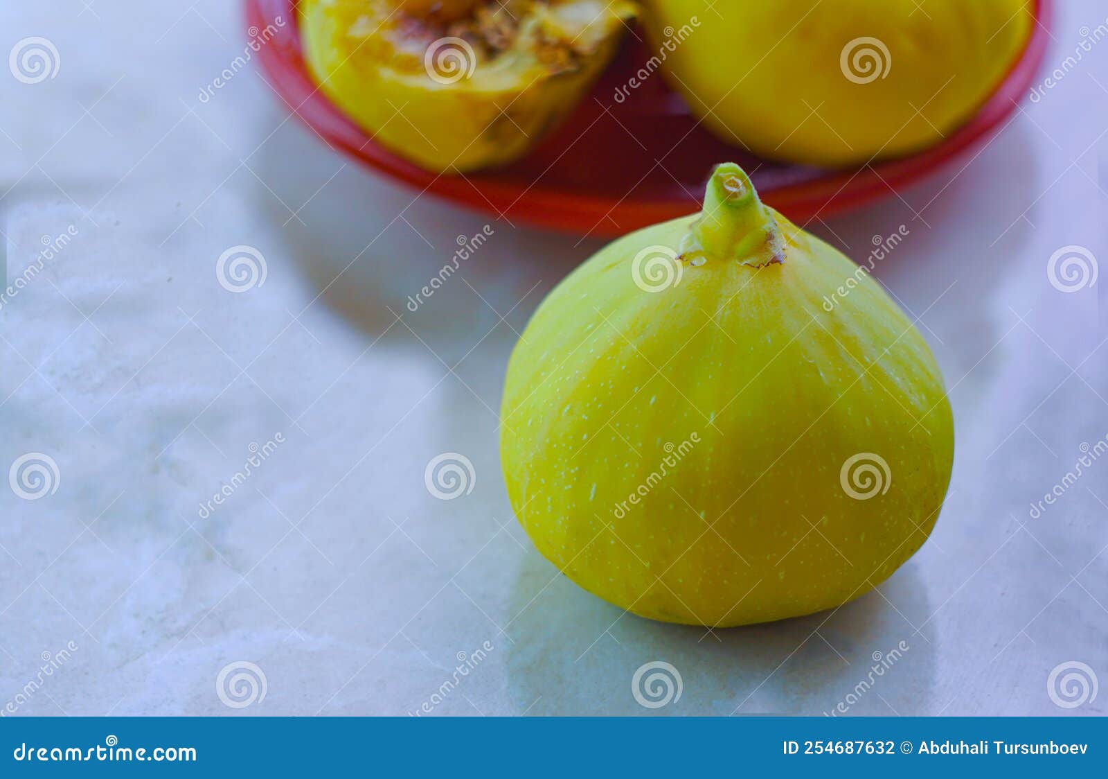 Yellow figs stock photo. Image of fruits, plate, slices - 254687632
