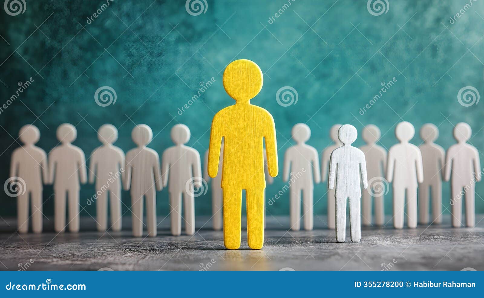 Yellow Figure Stands Out In Sea Of Blue Figures. Unique Individual ...