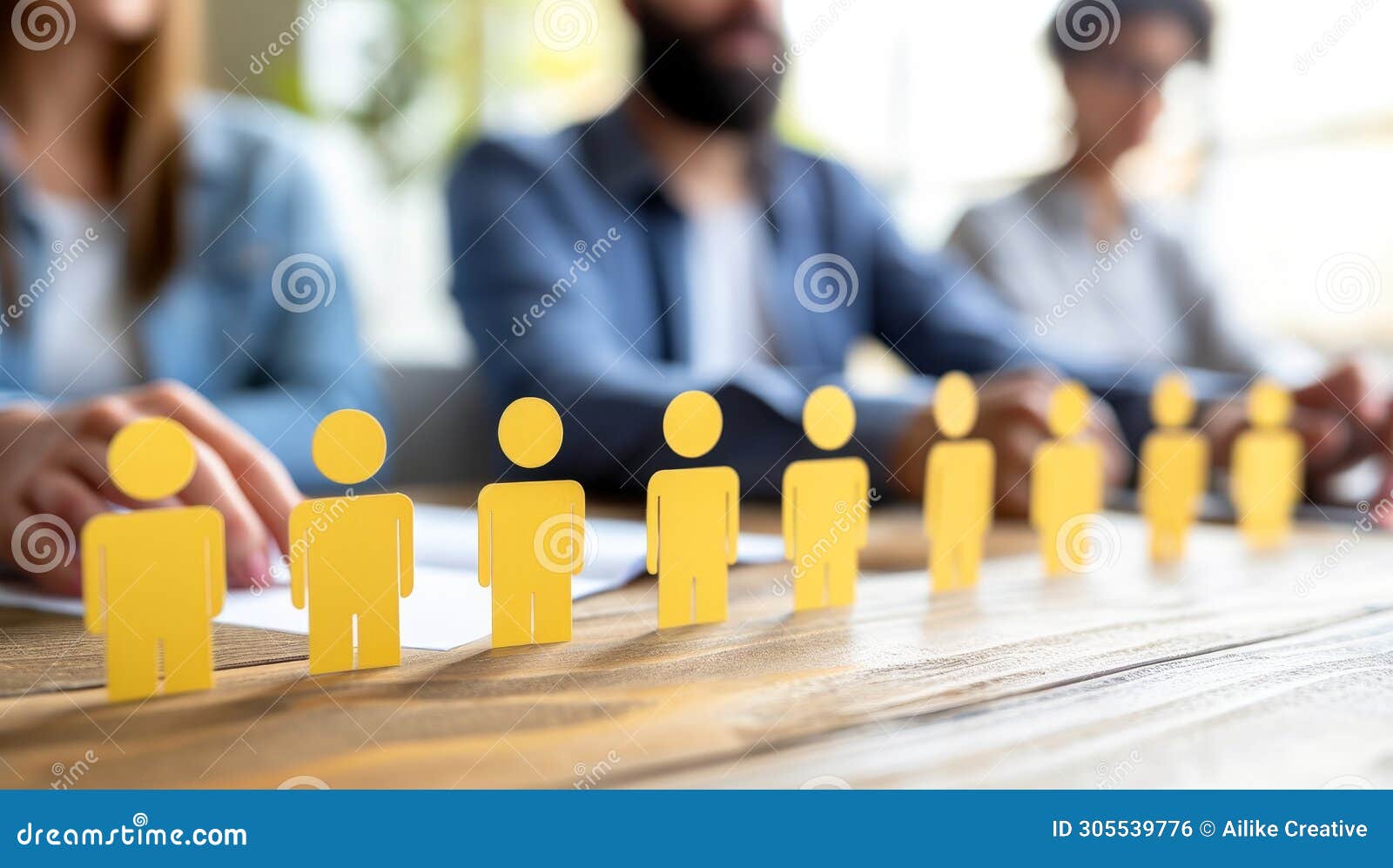 Yellow Figures on Office Table Symbolizing Teamwork Stock Illustration ...