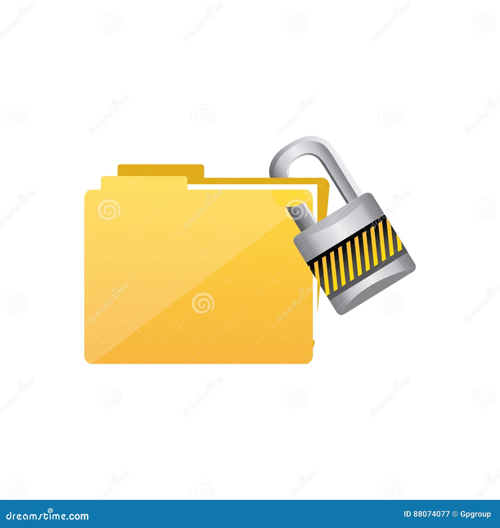 Yellow File and Close Lock Icon Stock Illustration - Illustration of ...
