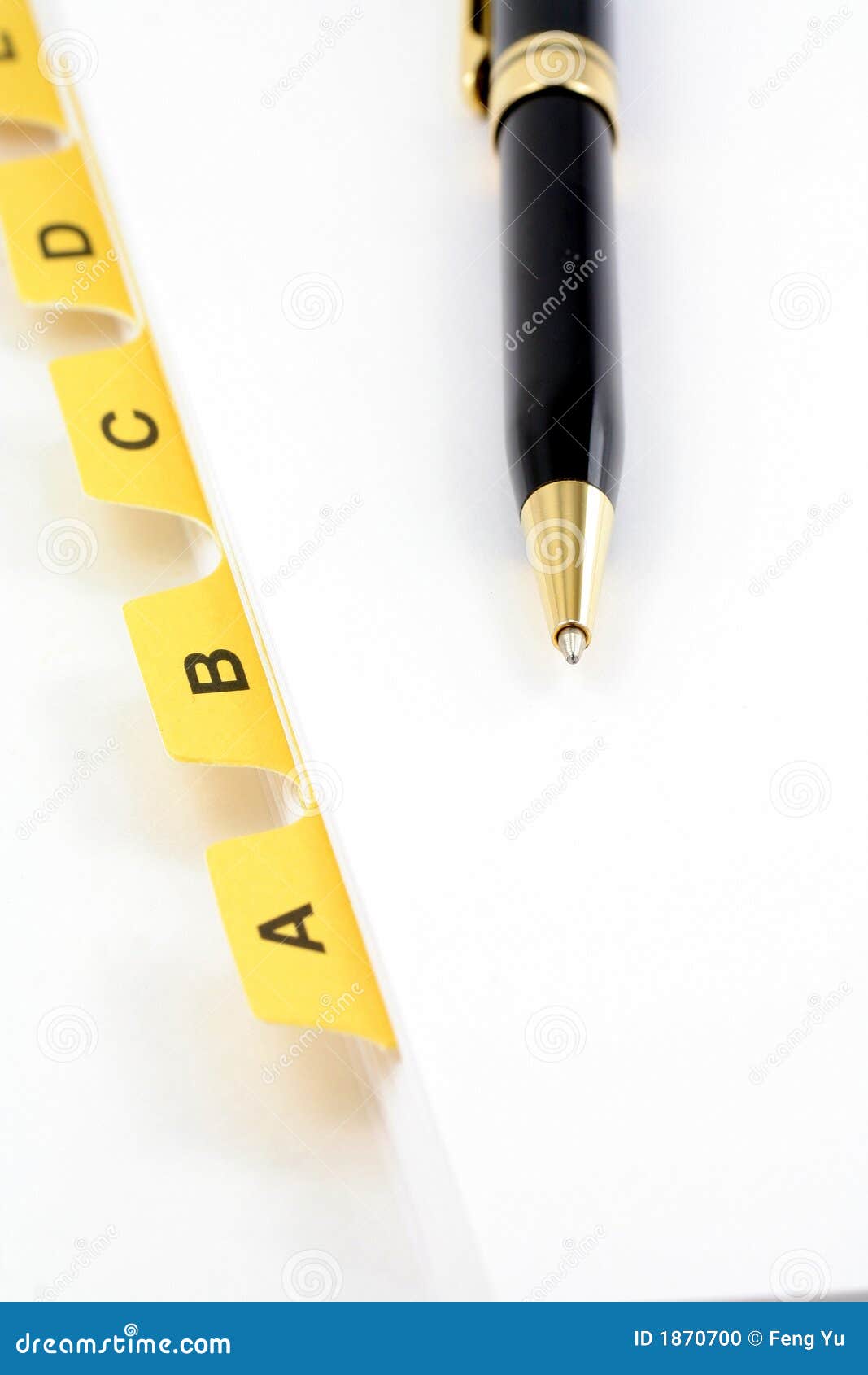 Yellow File Divider and Pen Stock Photo - Image of supply, office: 1870700