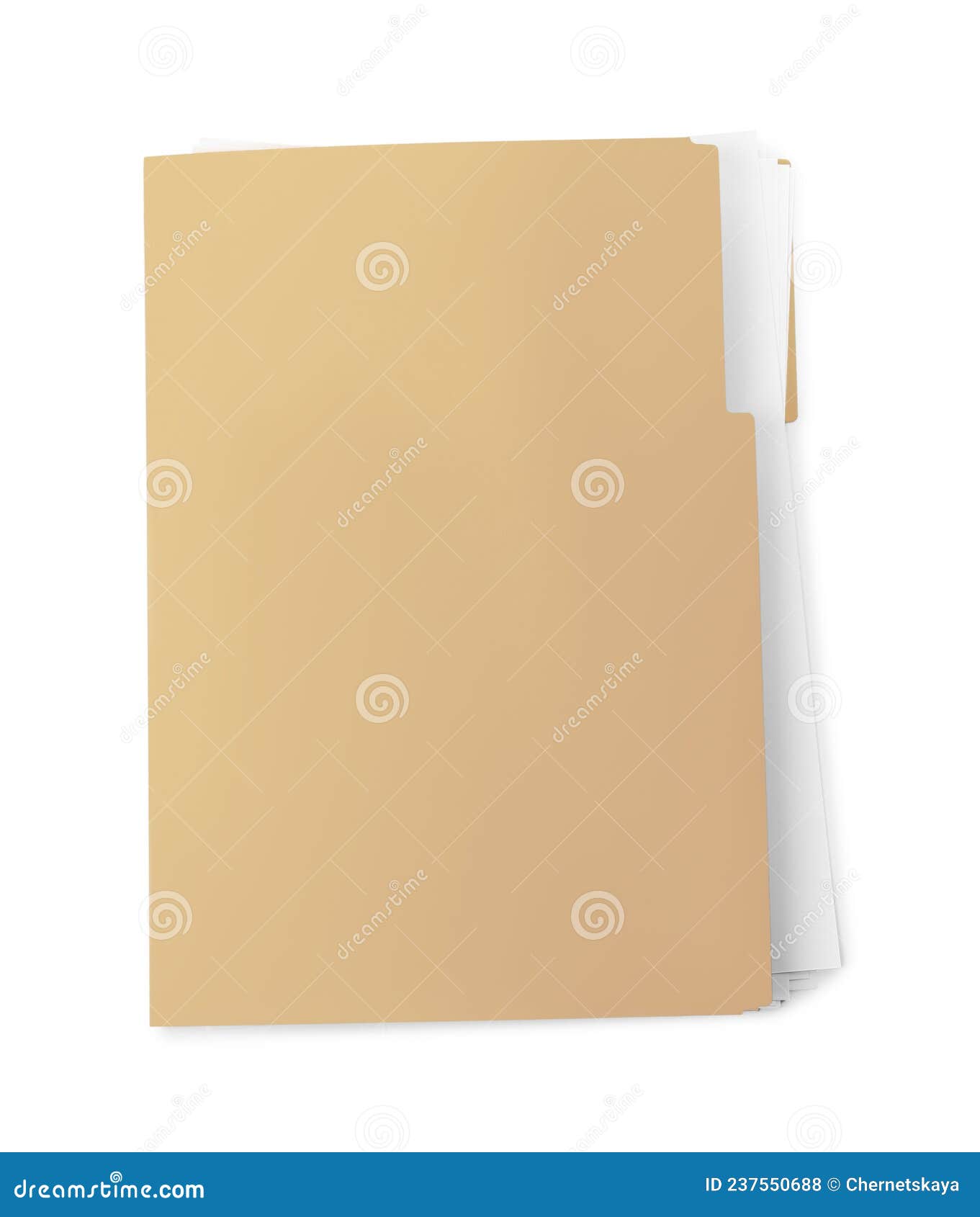 Yellow File with Documents Isolated on White, Top View Stock Photo ...
