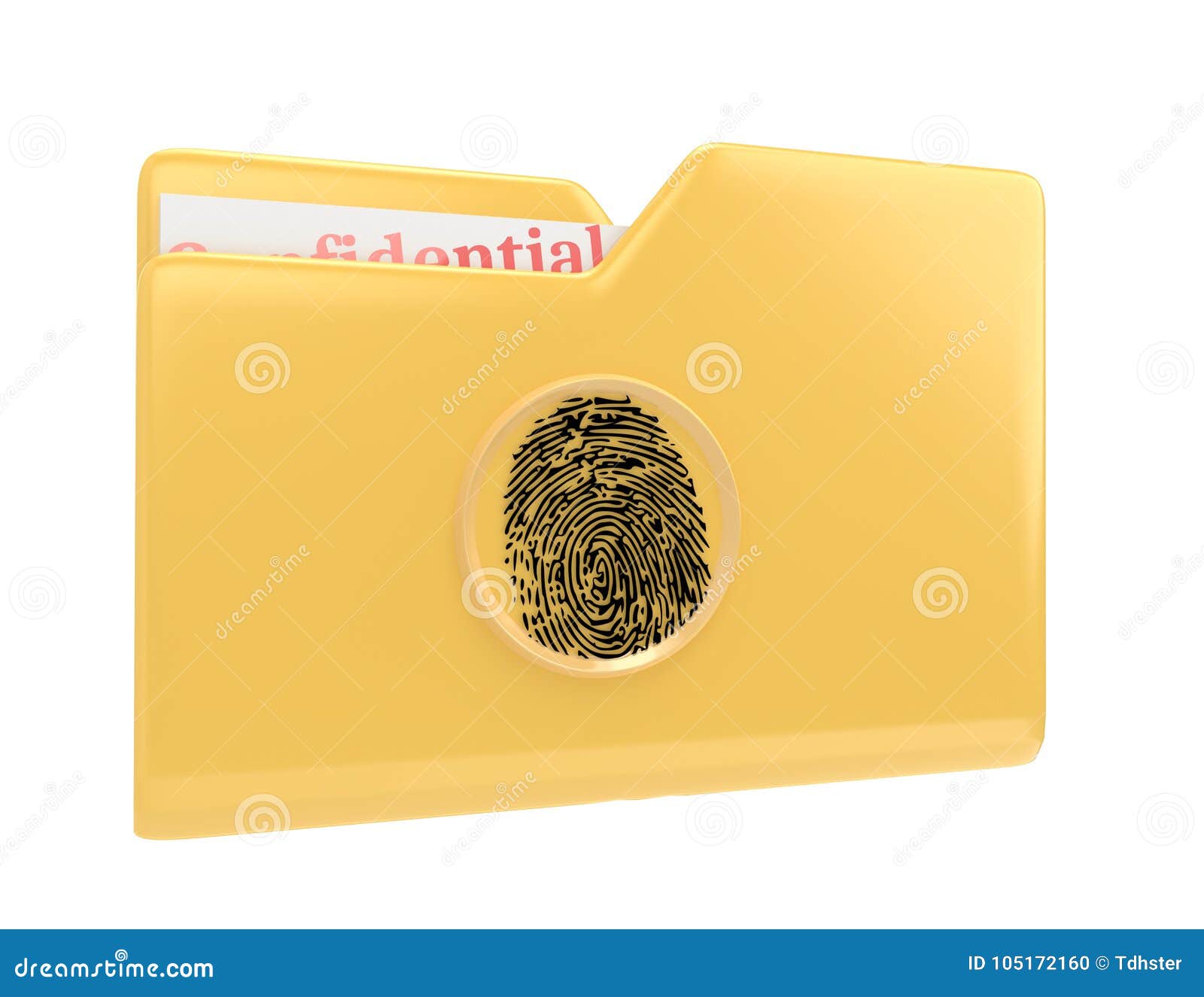Yellow File Folder with Confidential Documents and Fingerprint Scanner ...