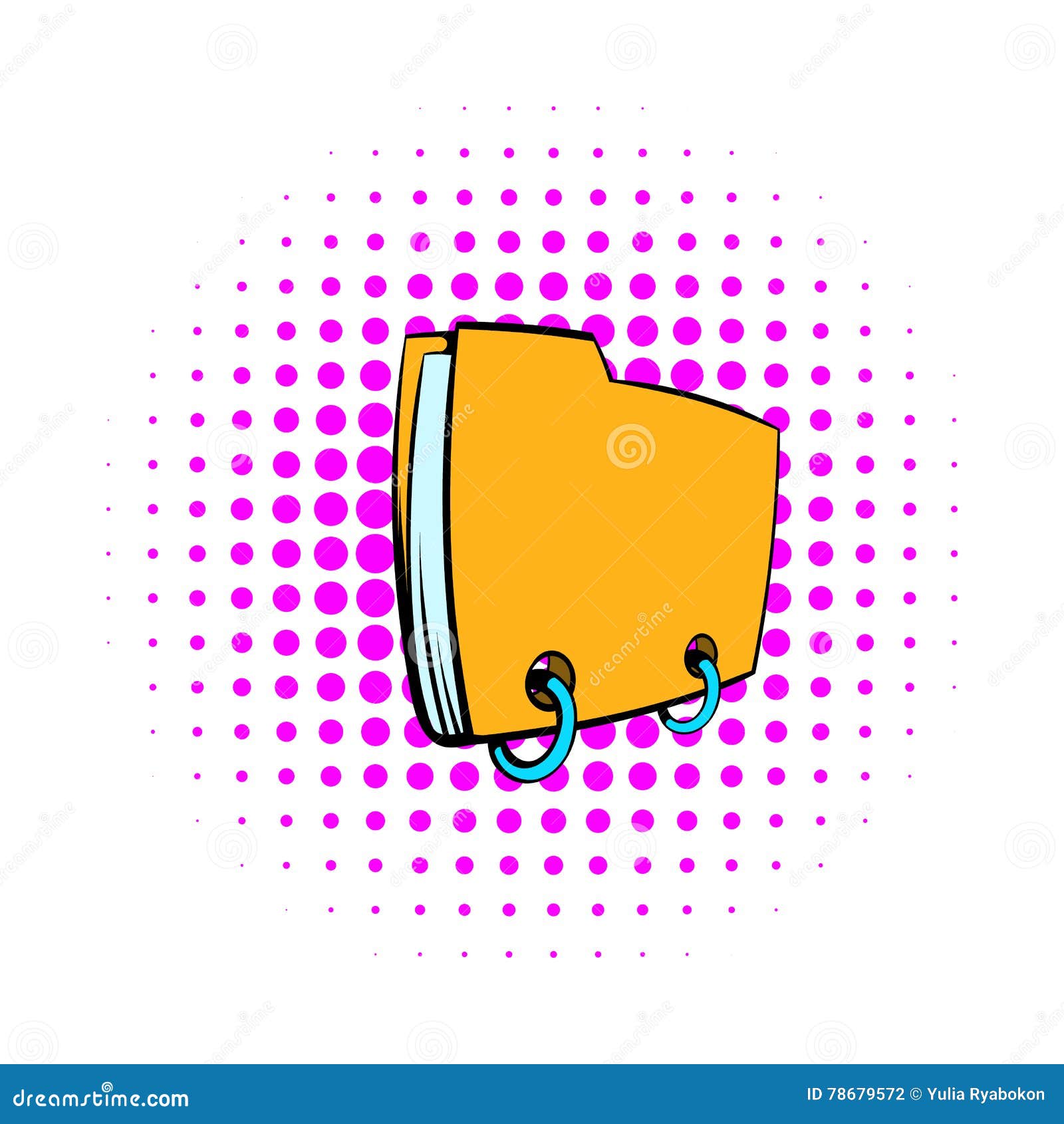 Yellow File Folder Icon, Comics Style Vector Illustration ...
