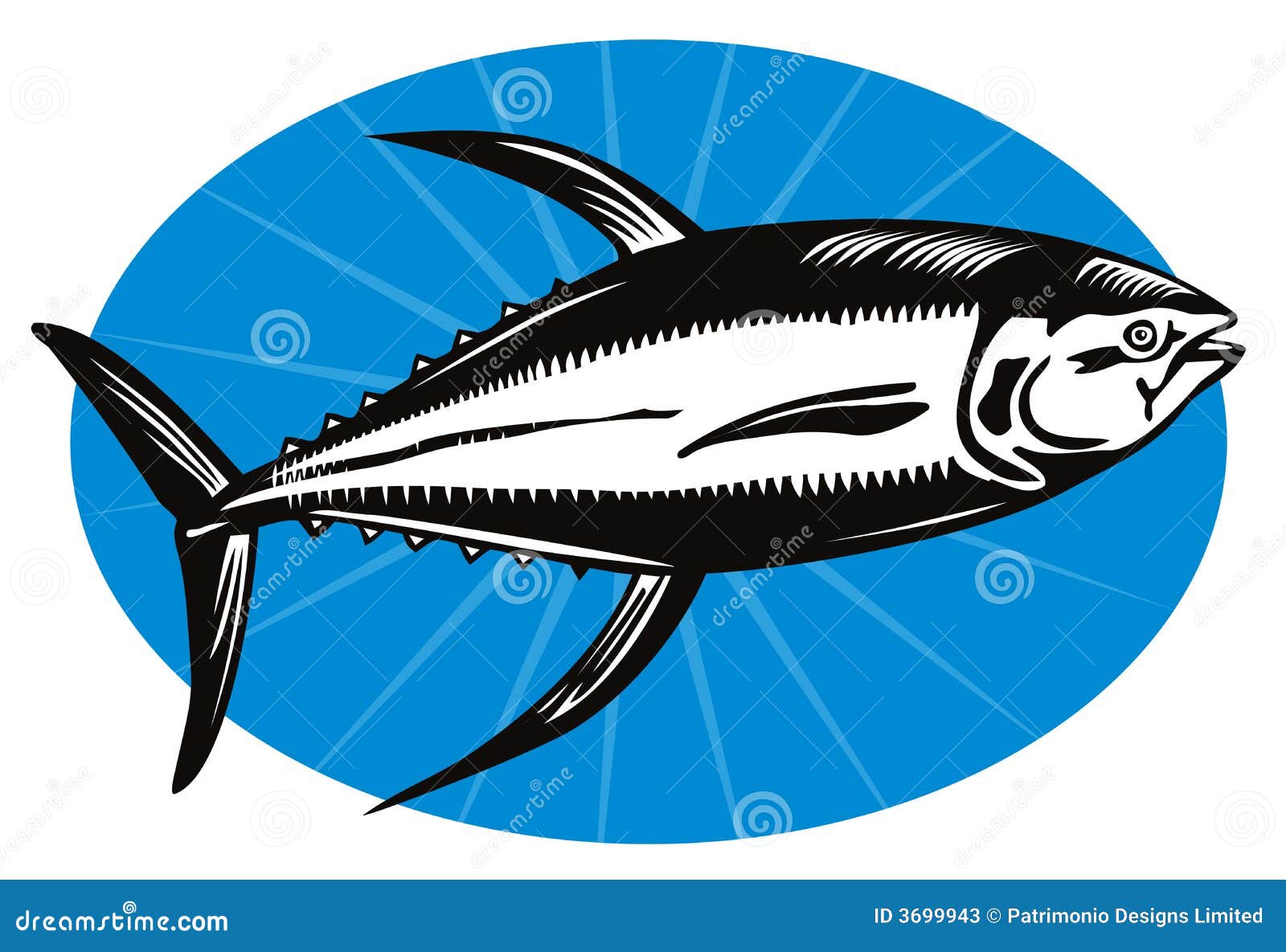 Yellow fin tuna stock vector. Illustration of woodcut - 3699943