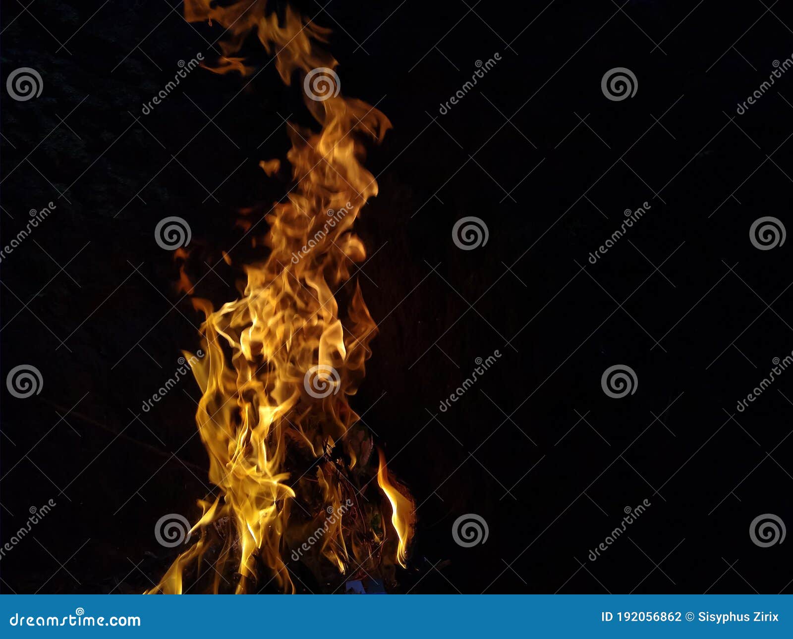 Yellow Fire Flames on Black Background Stock Photo - Image of orange ...