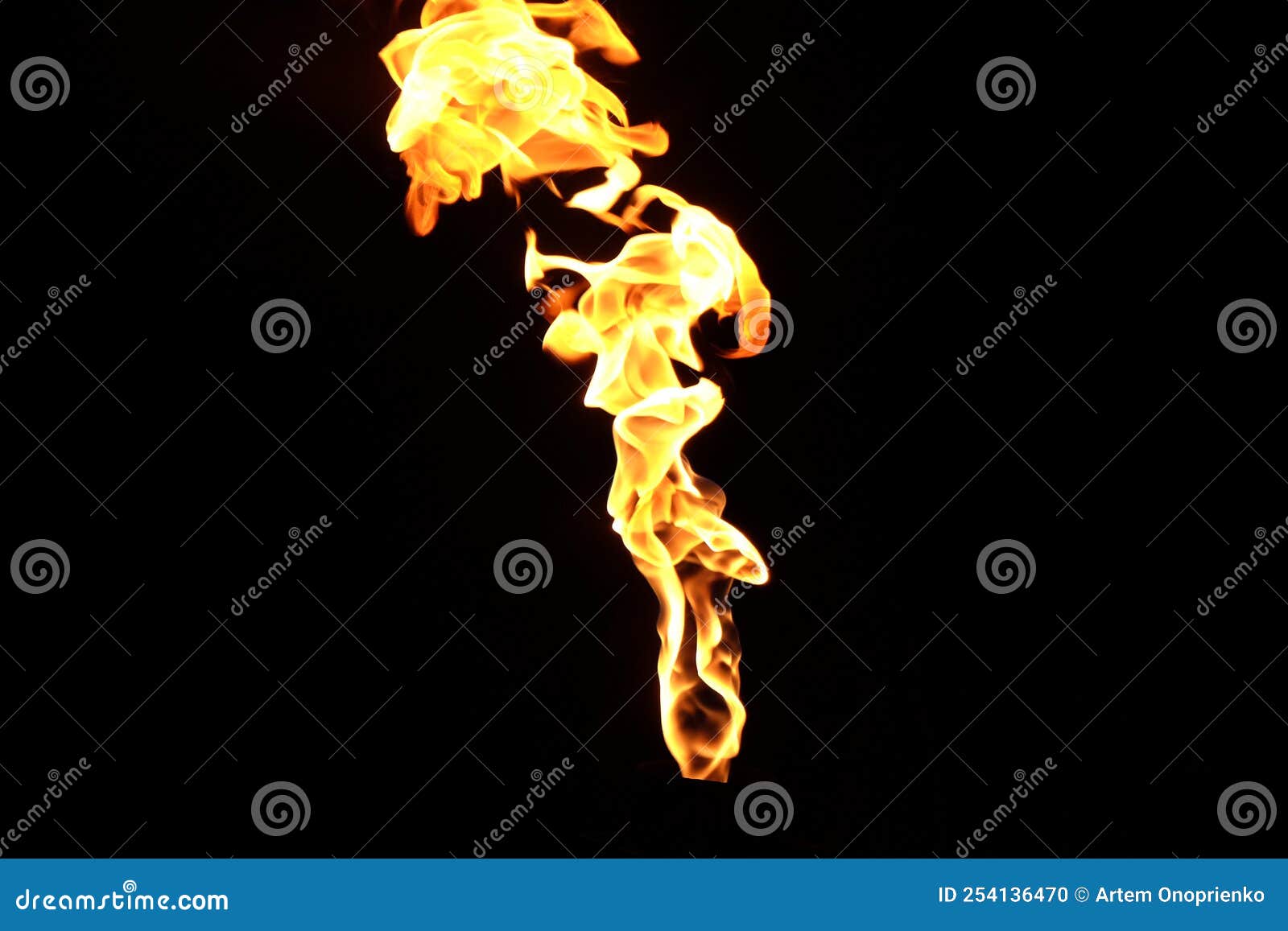 Yellow Fire Flames Isolated on a Black Background Stock Illustration ...