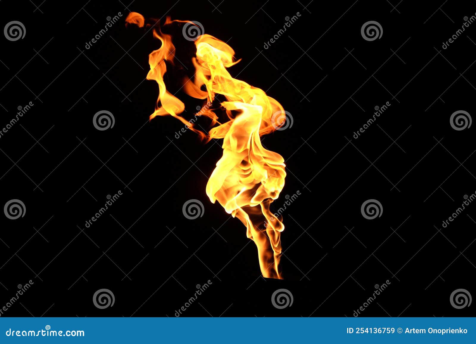 Yellow Fire Flames Isolated on a Black Background Stock Illustration ...