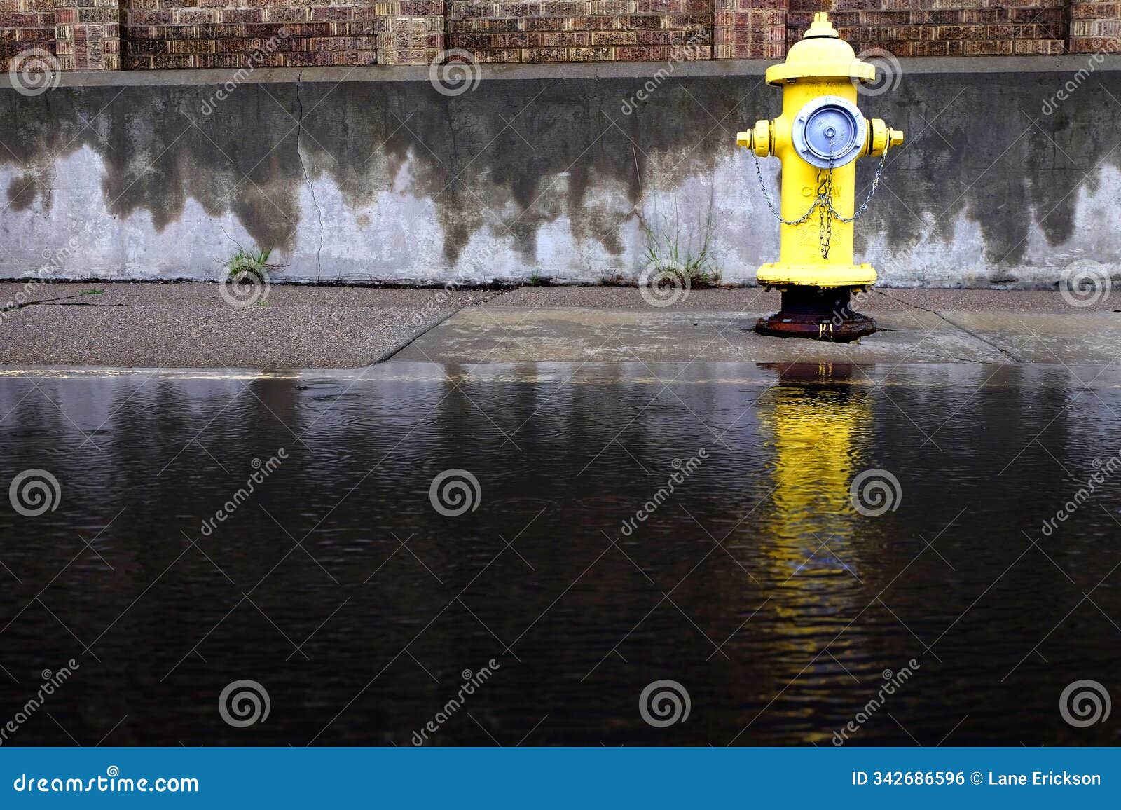 Yellow Fire Hydrant- Water Main With Valve Coupling With Meter To ...