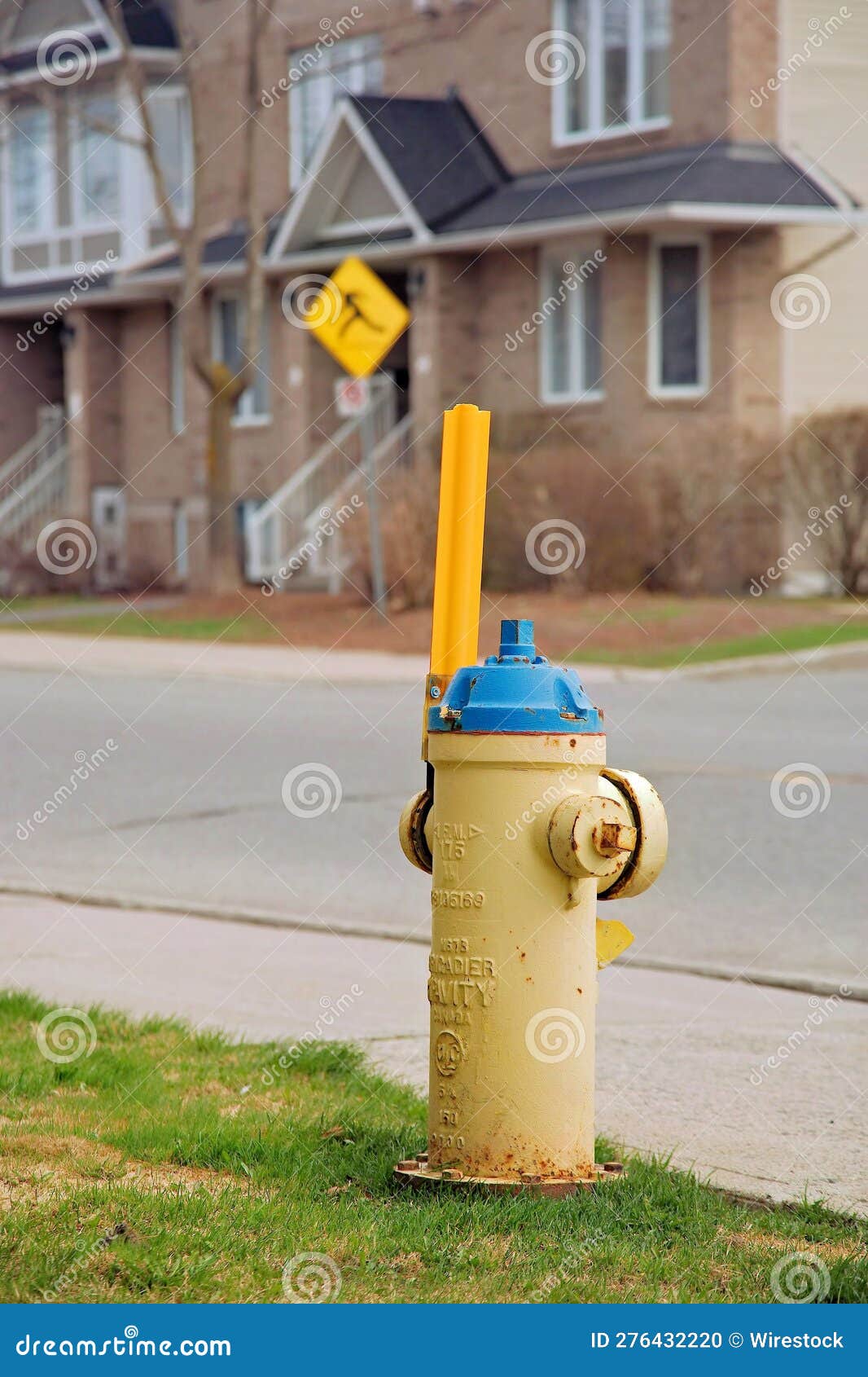 Yellow Fire Hydrant on the Roadside. Ottawa, Canada Stock Photo - Image ...