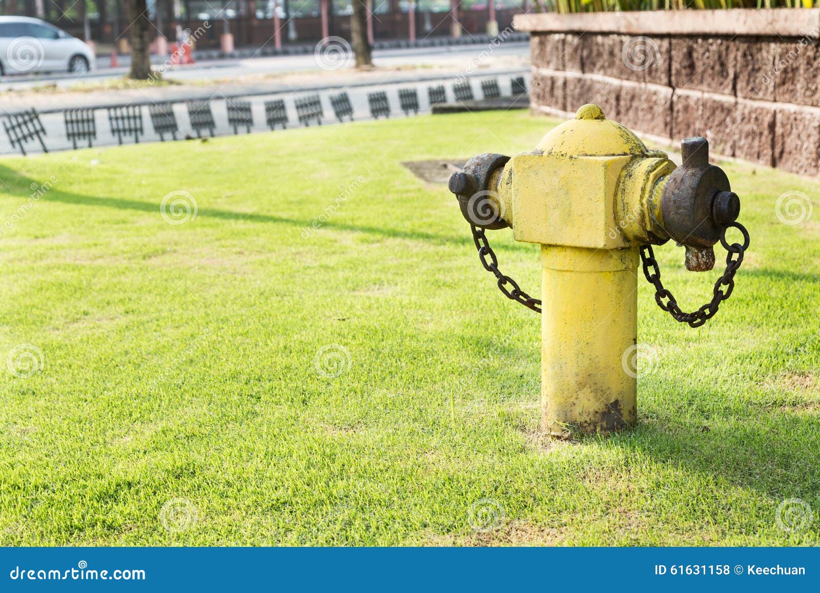 Yellow Fire Hydrant at Strategic Residential Ready for Emergency Stock ...