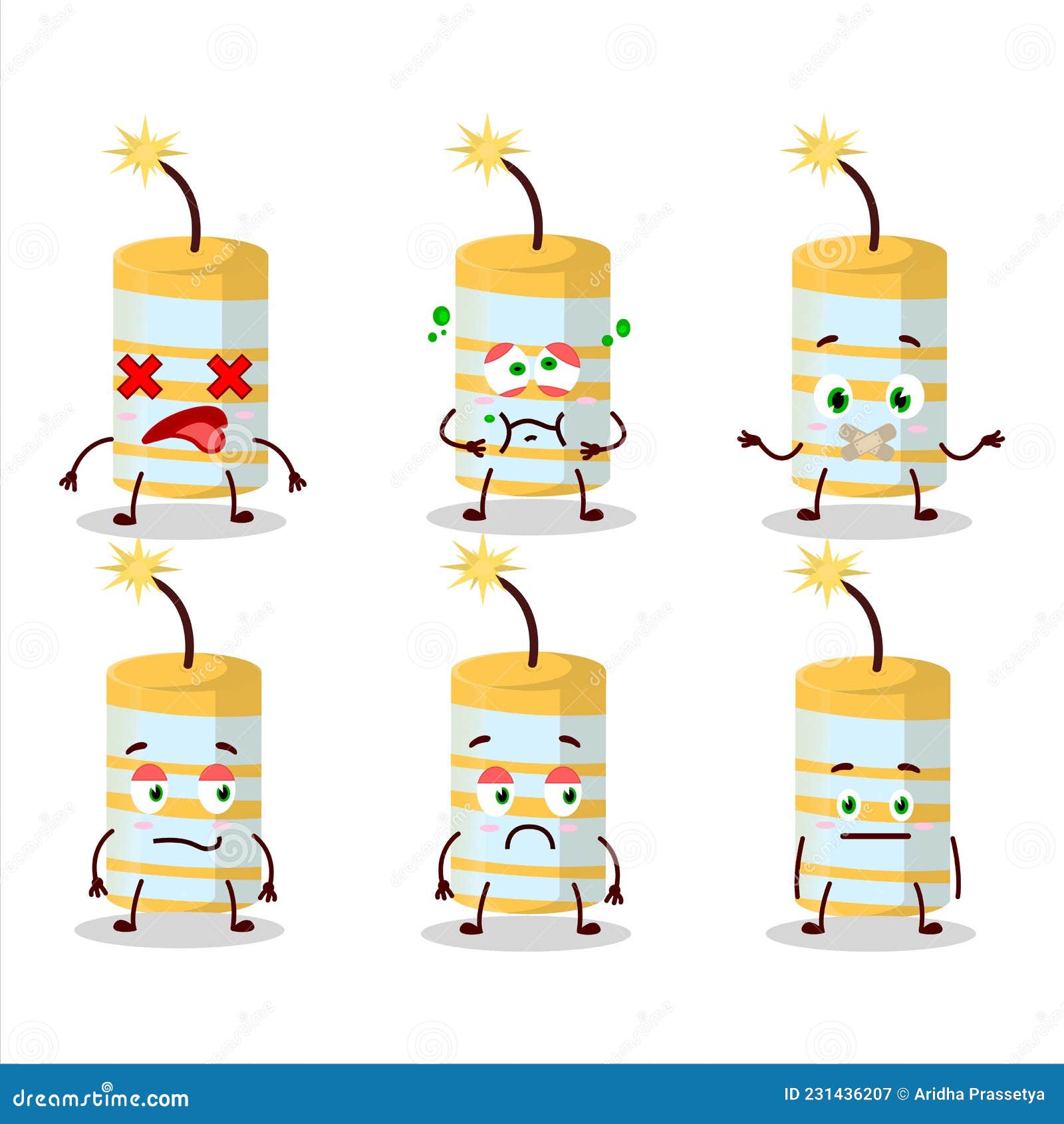Yellow Firecracker Cartoon Character with Nope Expression Stock Vector ...