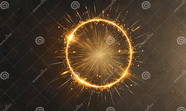 Yellow Firework Ring with Sparks Stock Illustration - Illustration of ...
