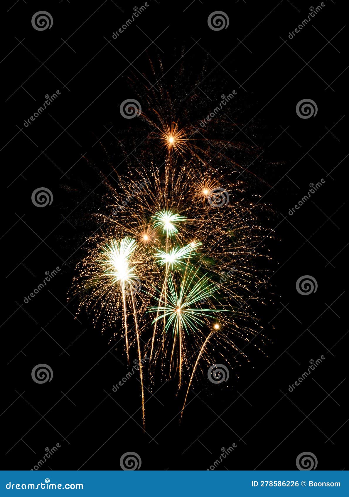 Yellow Fireworks Celebration and Anniversary on Night Sky Background ...