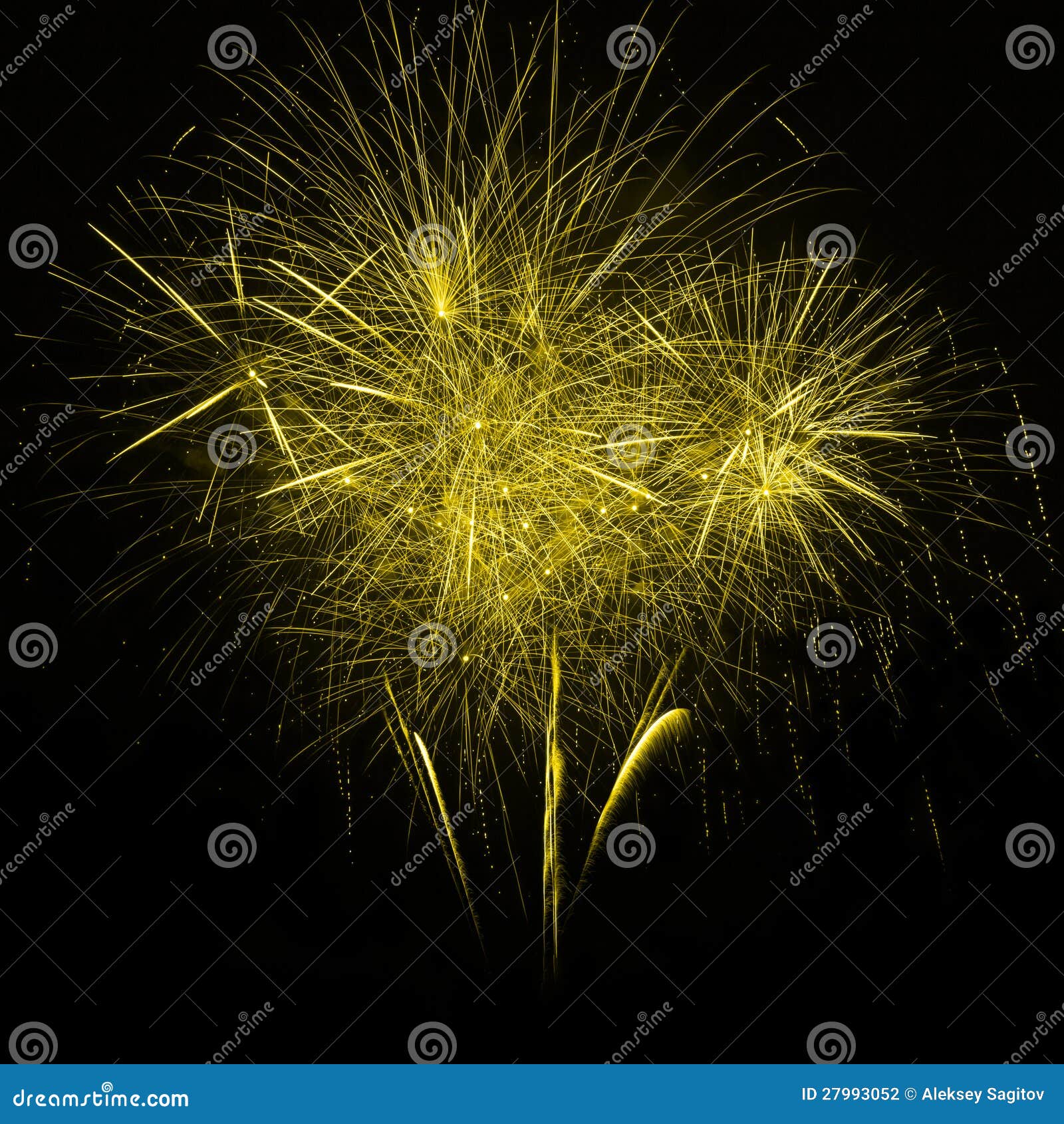 Yellow Fireworks in the Night Sky Stock Photo - Image of event, happy ...