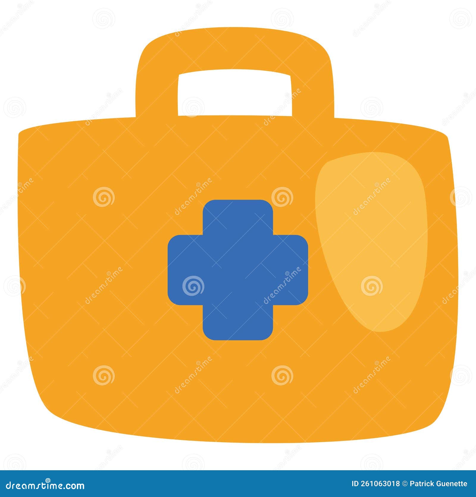 Yellow first aid kit, icon stock vector. Illustration of cross - 261063018
