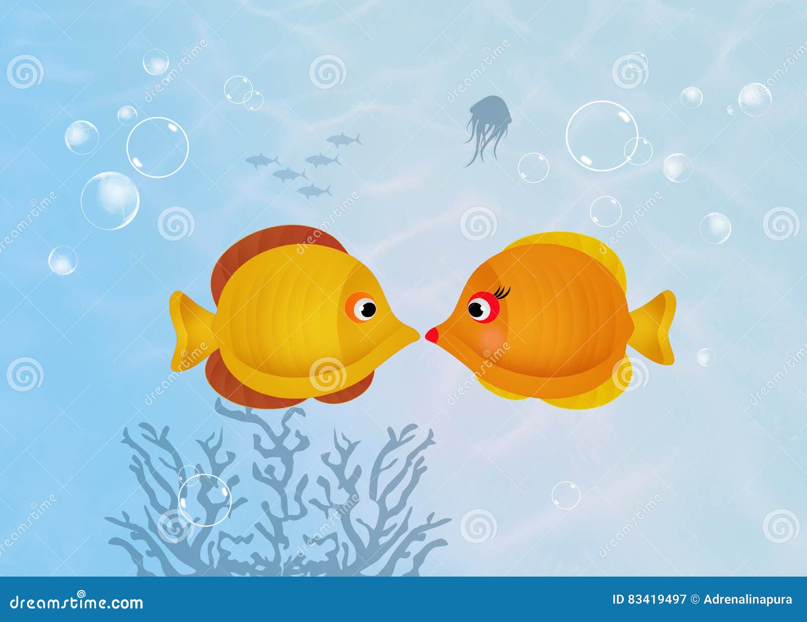 Yellow fish couple stock illustration. Illustration of reef - 83419497
