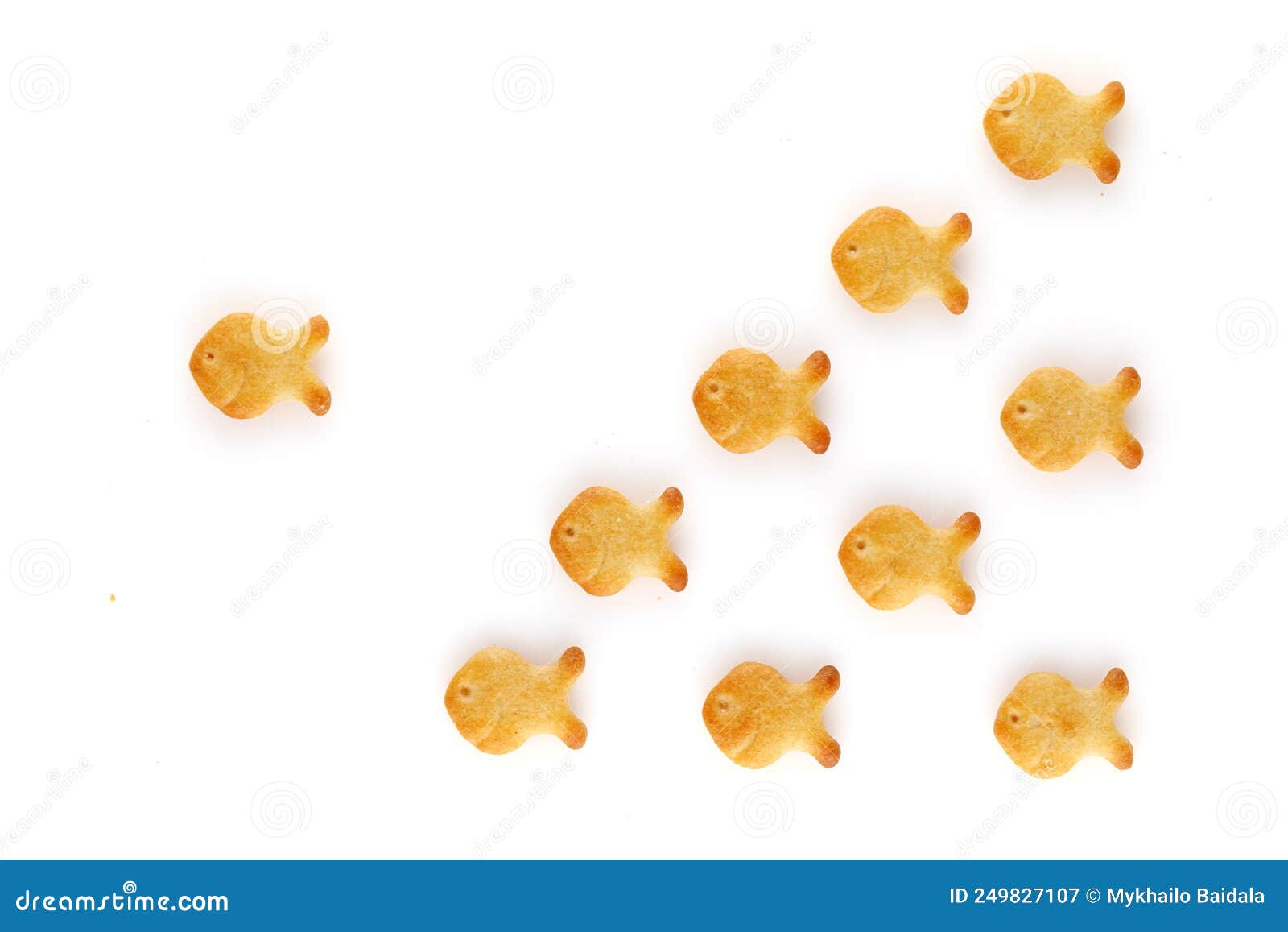 Yellow Fish Crackers on Isolated White Background. Close-up Stock Image ...