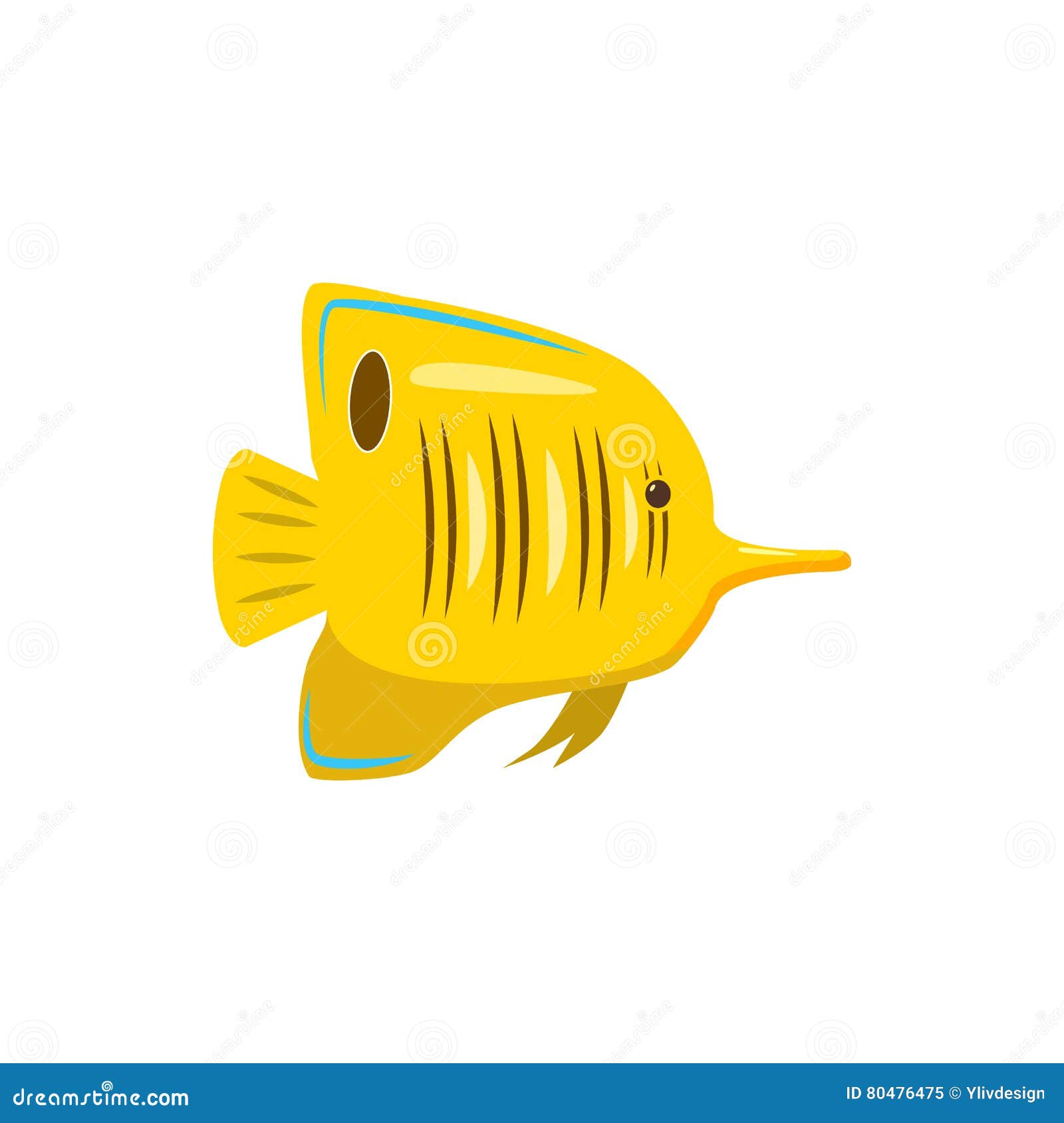 Yellow Fish Icon, Cartoon Style Stock Vector - Illustration of coral ...