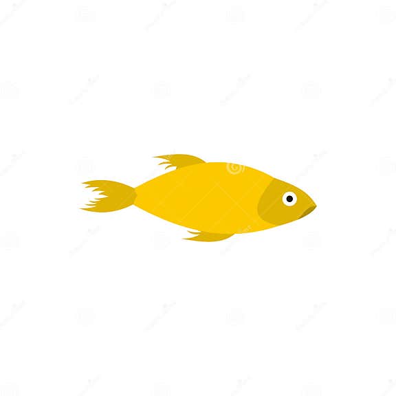 Yellow Fish Icon in Flat Style Stock Illustration - Illustration of ...