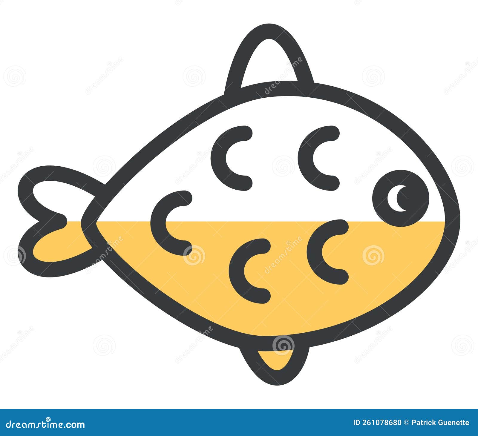Yellow fish, icon stock vector. Illustration of vector - 261078680