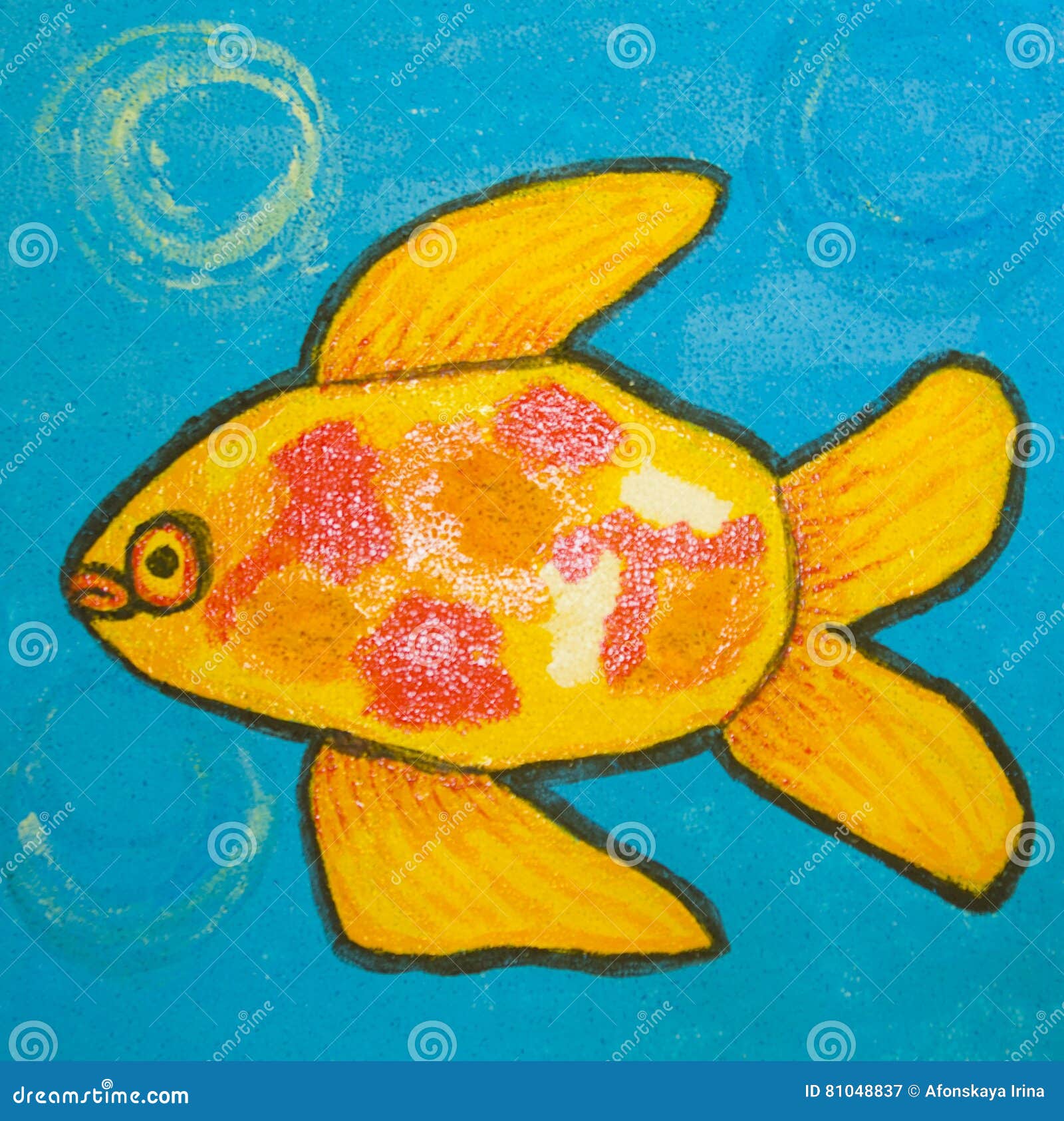 Yellow fish, painting stock image. Image of painting - 81048837