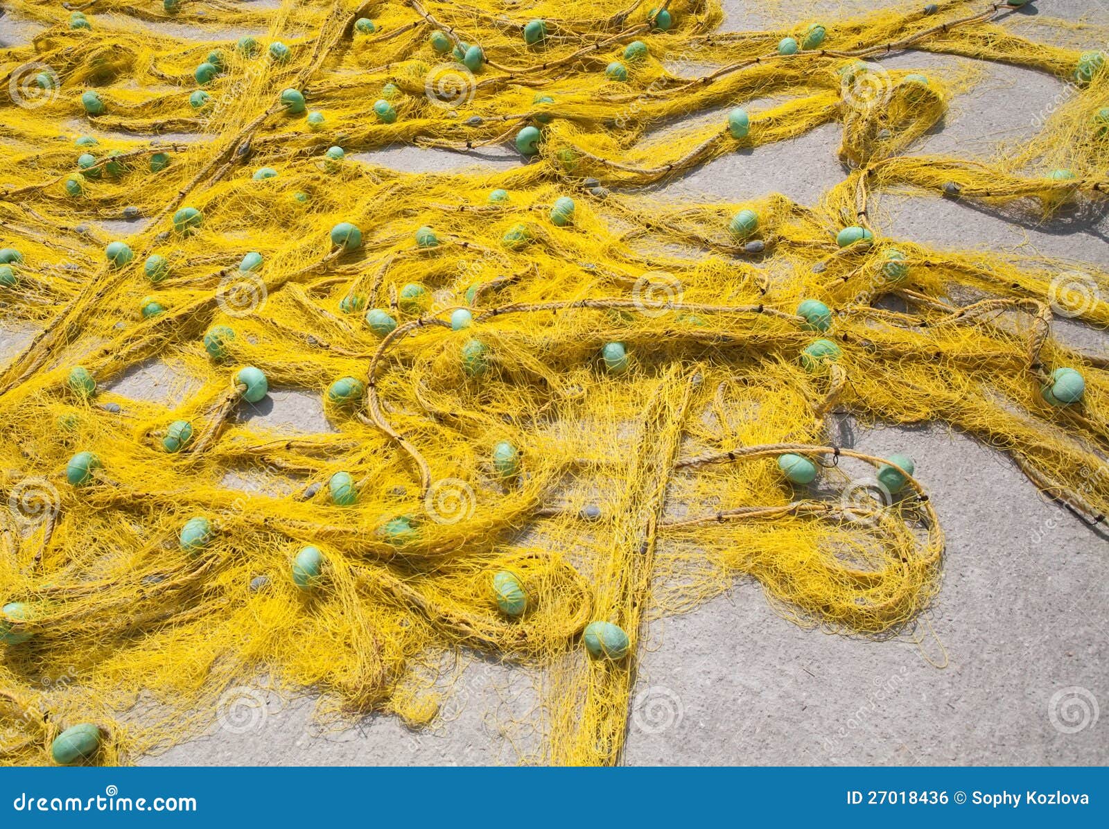 Yellow fishing net stock photo. Image of float, blue - 27018436
