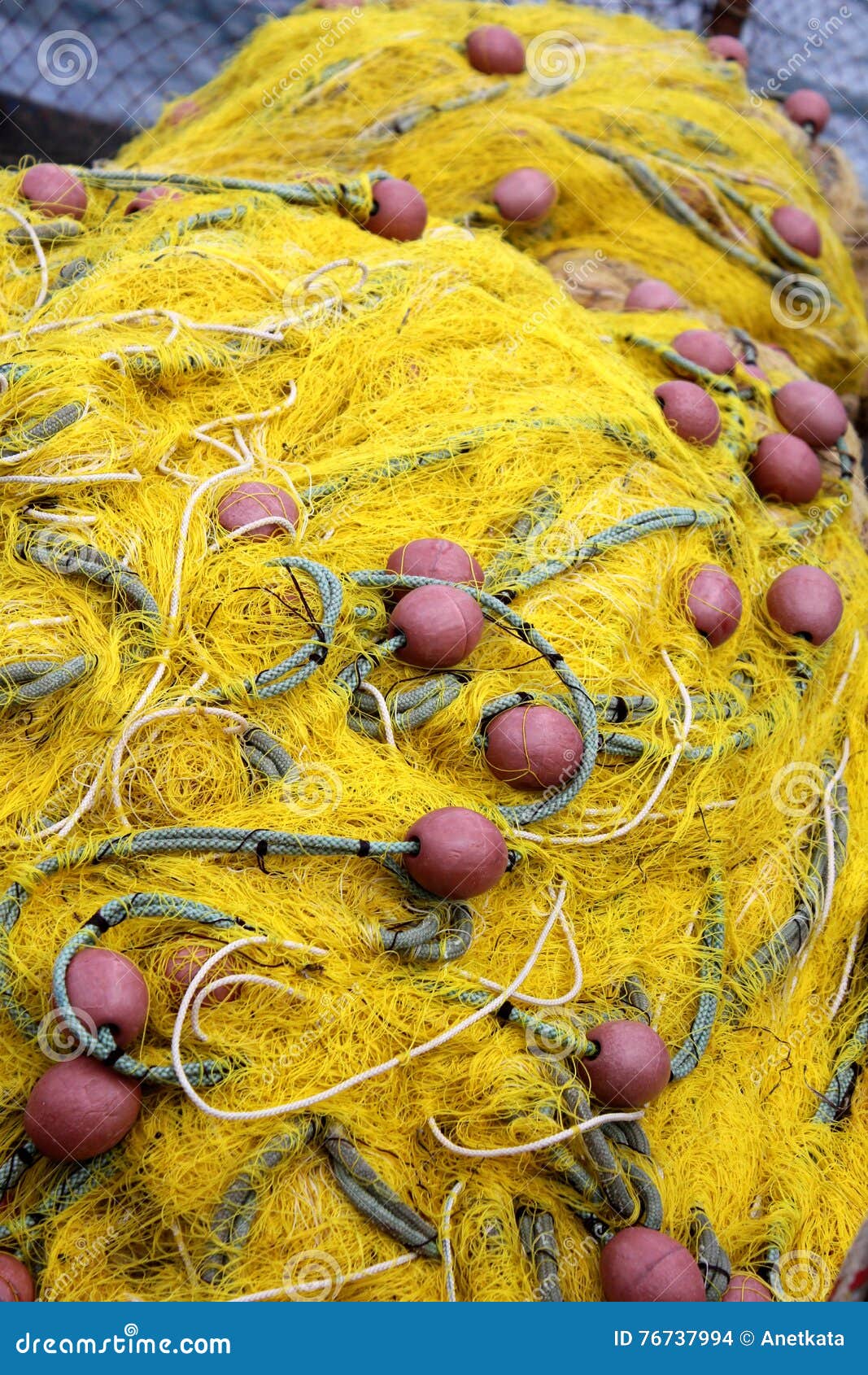Yellow fishing net stock photo. Image of rope, vacation - 76737994