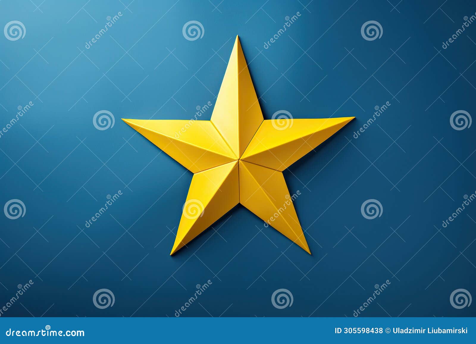 Yellow Five-pointed Star on a Blue Background. Generated by Artificial ...