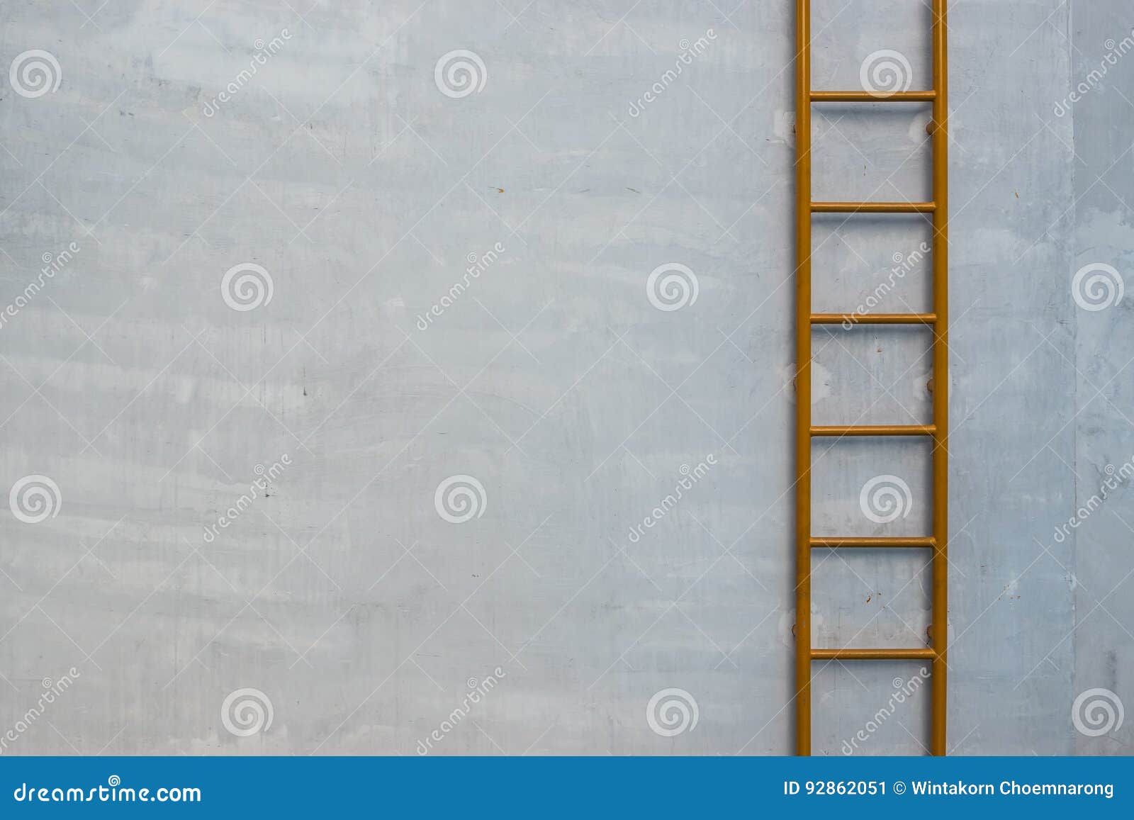 Yellow Fixed Ladder on Concrete Wall Stock Image - Image of development ...