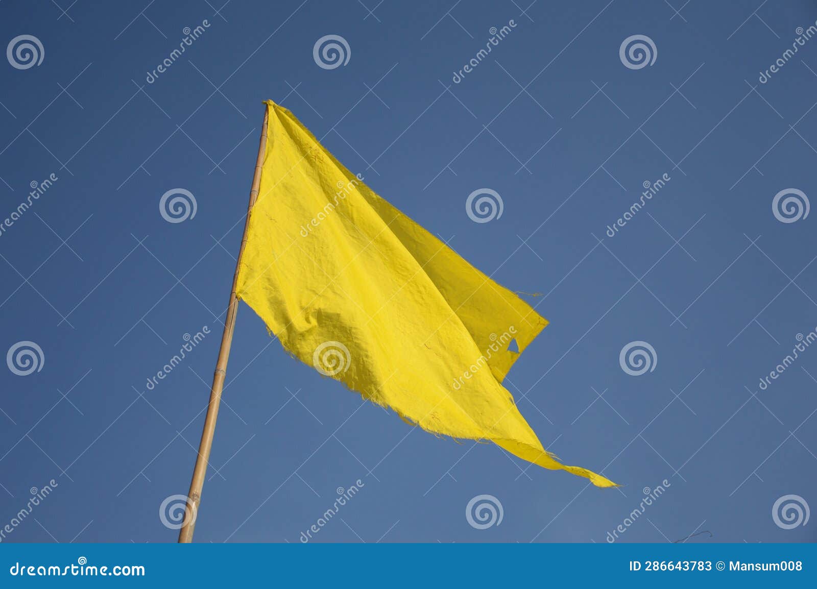 Yellow Flag on Blue Sky Background Stock Image - Image of wave, wind ...