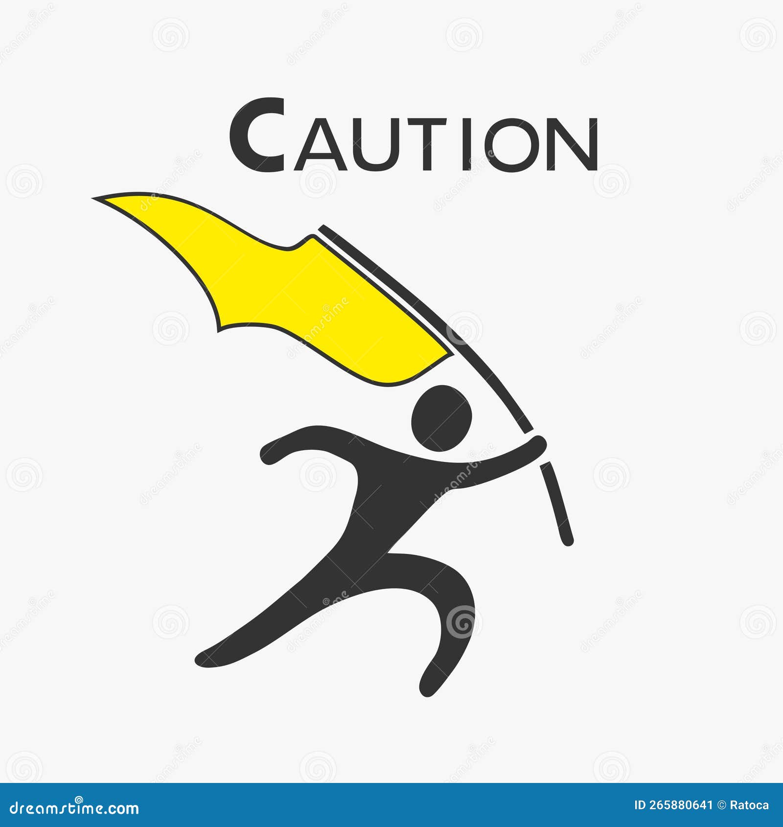 Yellow flag caution stock vector. Illustration of label - 265880641