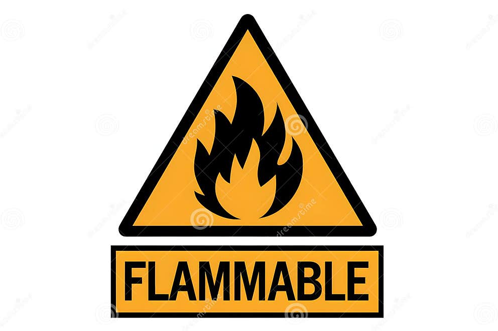Yellow Flammable Sign with Bold Text Ensuring Safety Visibility. Stock ...