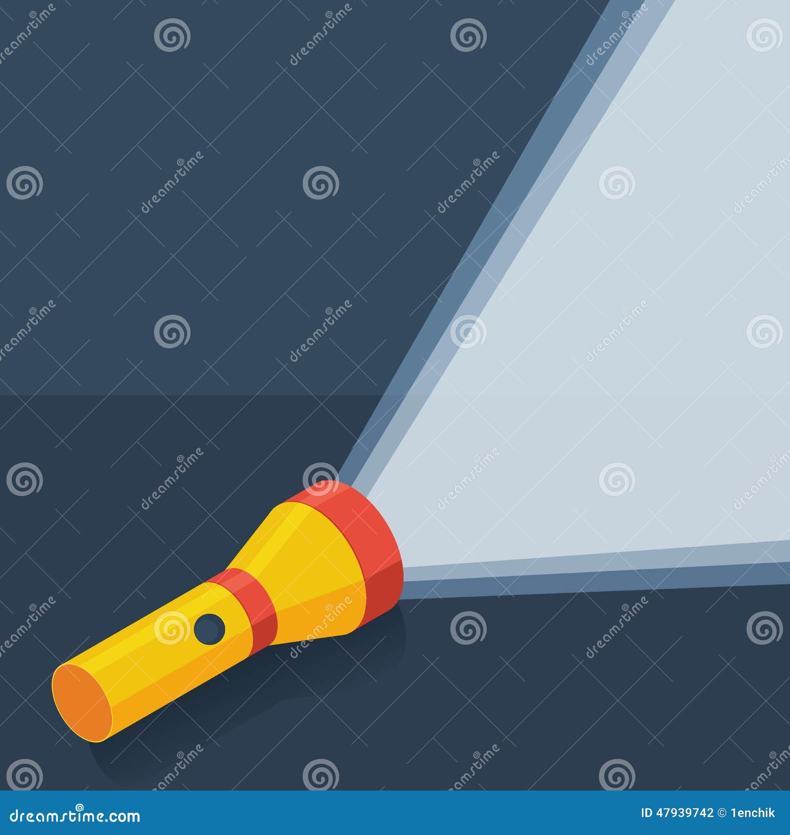 Yellow Flashlight in Flat Style on Dark Background Stock Vector ...