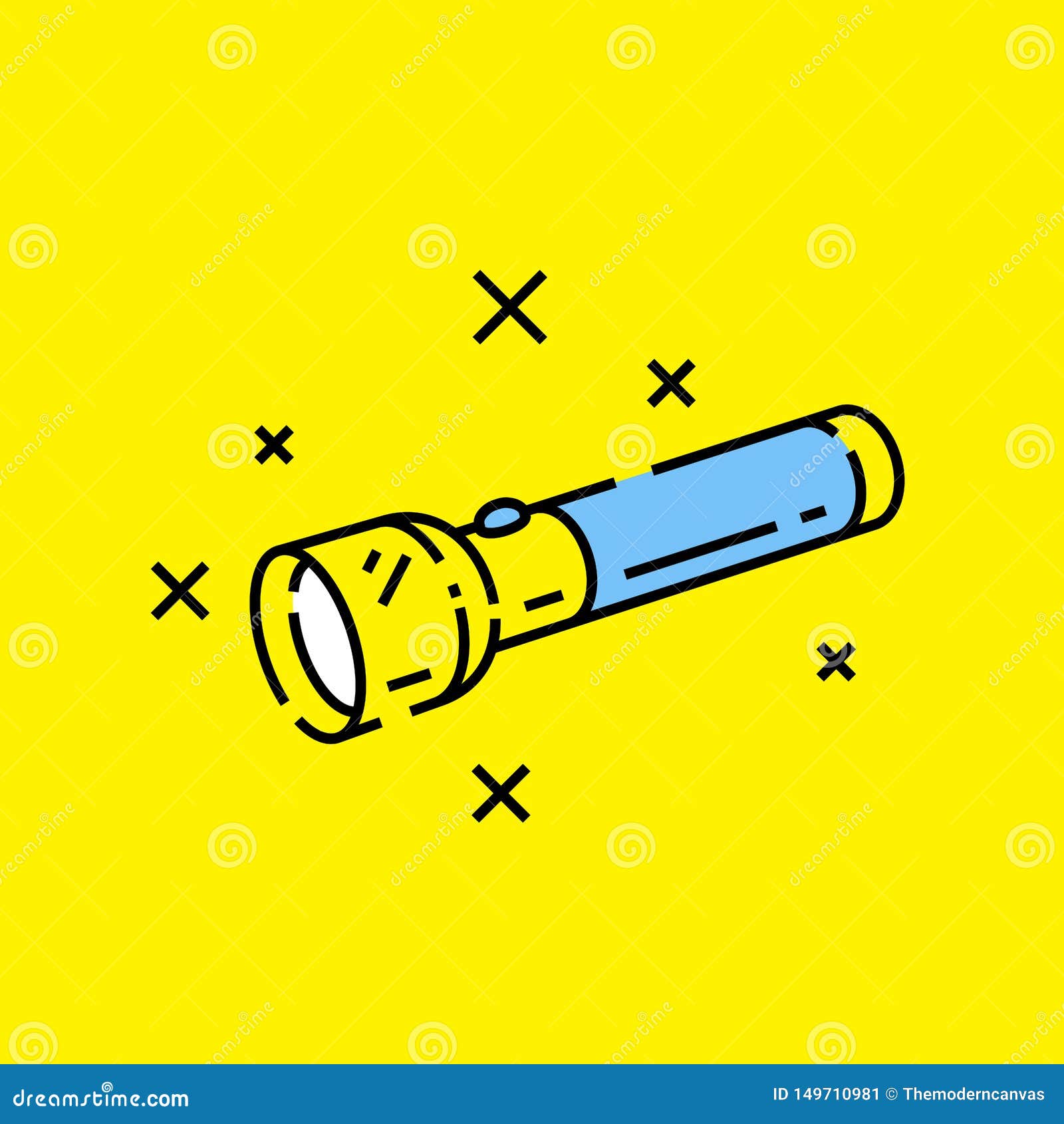 Yellow flashlight icon stock vector. Illustration of energy - 149710981