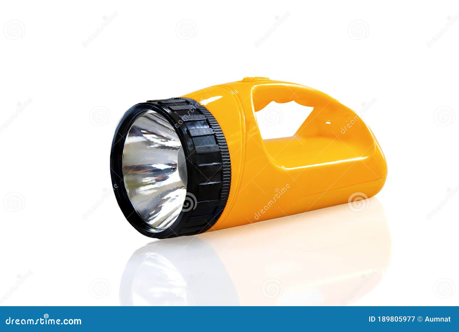 Yellow Flashlight Isolated on the White Background Stock Image - Image ...