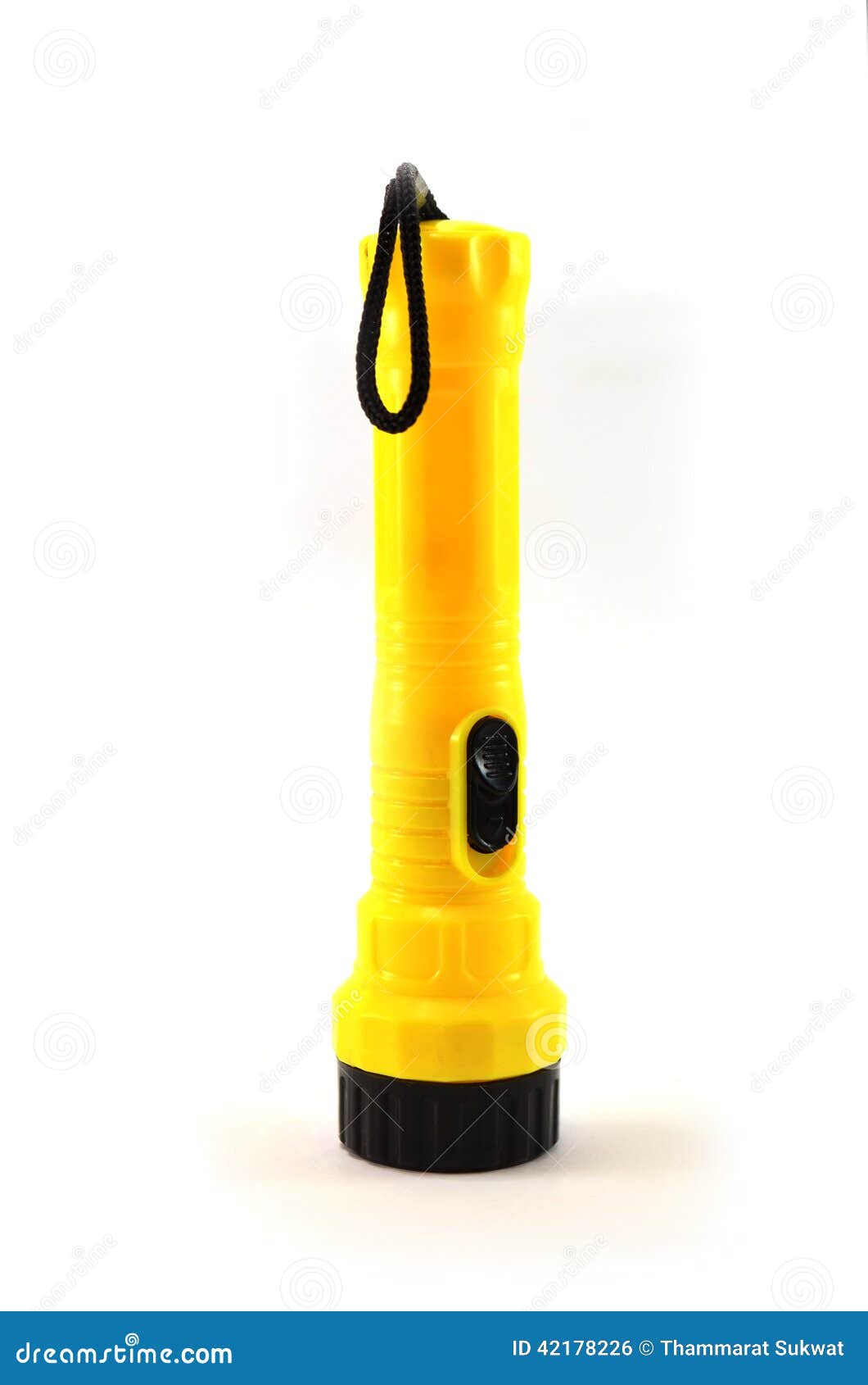 Yellow flashlight stock photo. Image of equipment, rope - 42178226