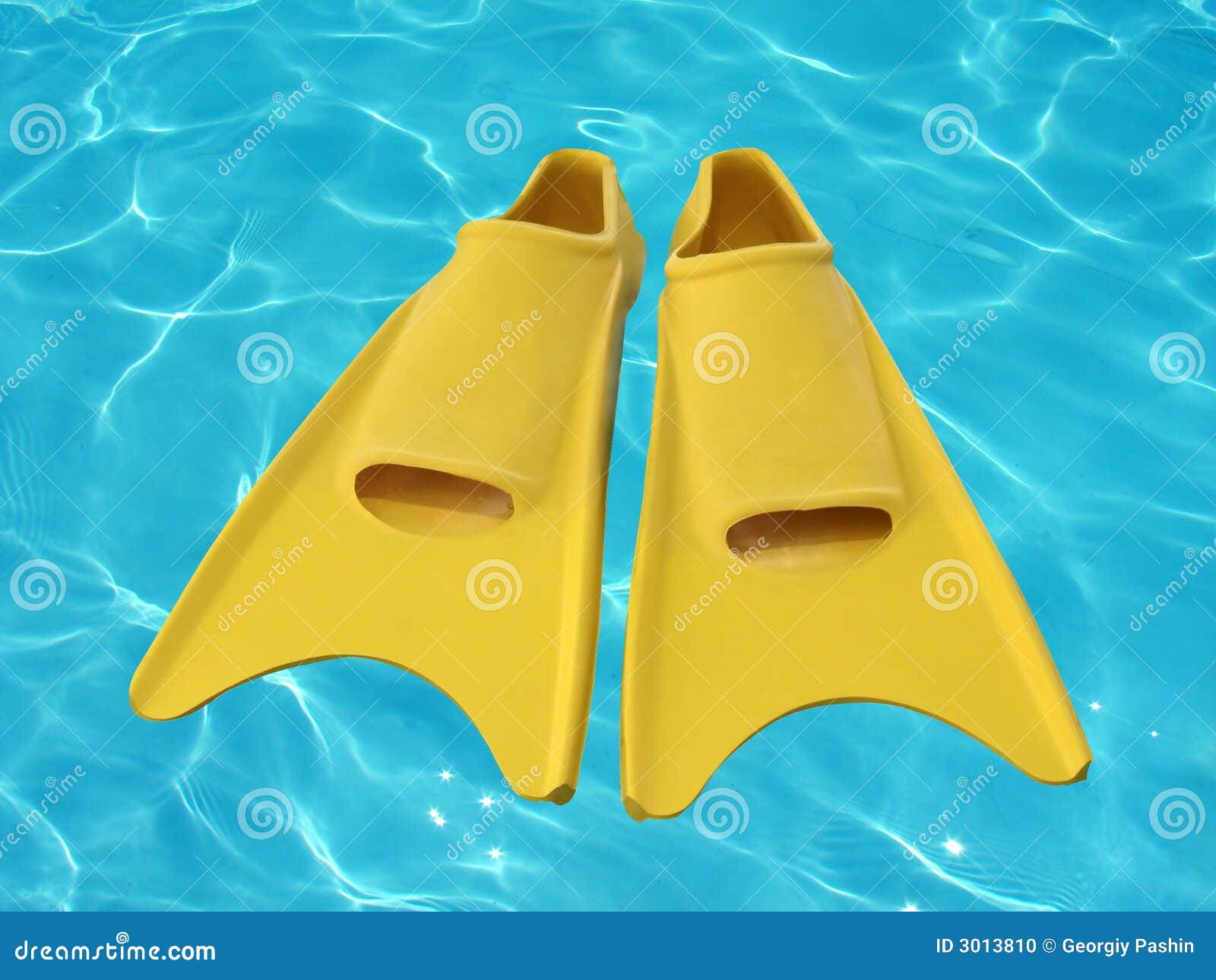 Yellow Flippers On Blue Water Royalty-Free Stock Image | CartoonDealer ...