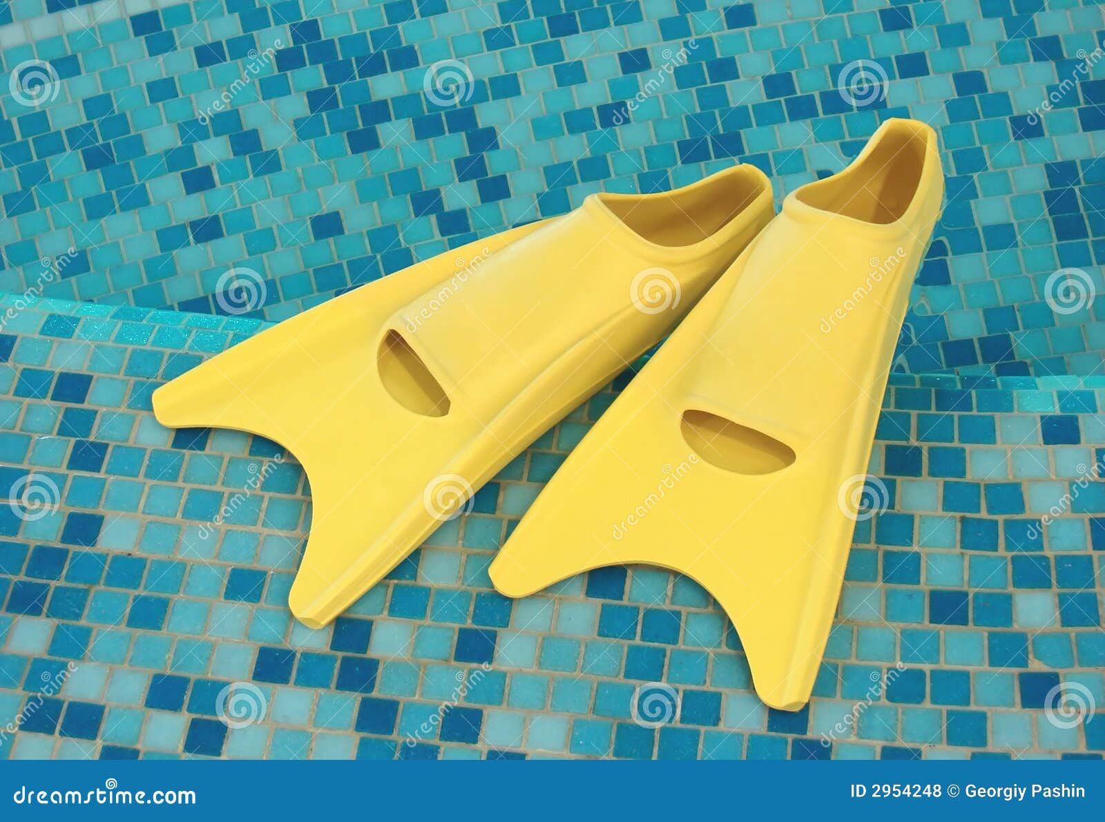 Yellow Flippers On Blue Water Royalty-Free Stock Image | CartoonDealer ...