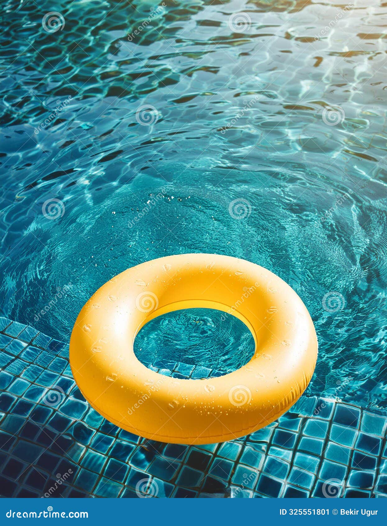 Yellow Float Floating in the Pool with Blue Water. Stock Illustration ...