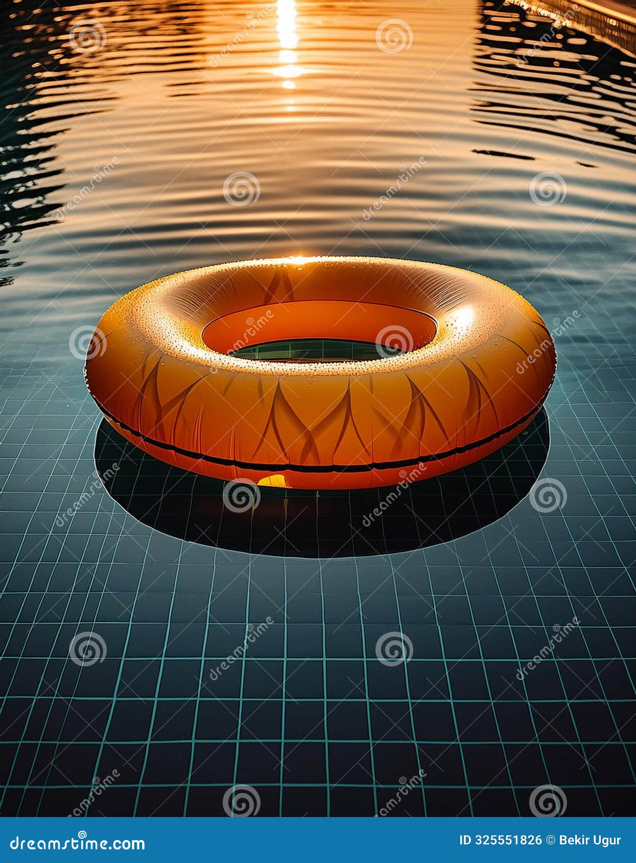 Yellow Float Floating in the Pool with Blue Water. Stock Illustration ...