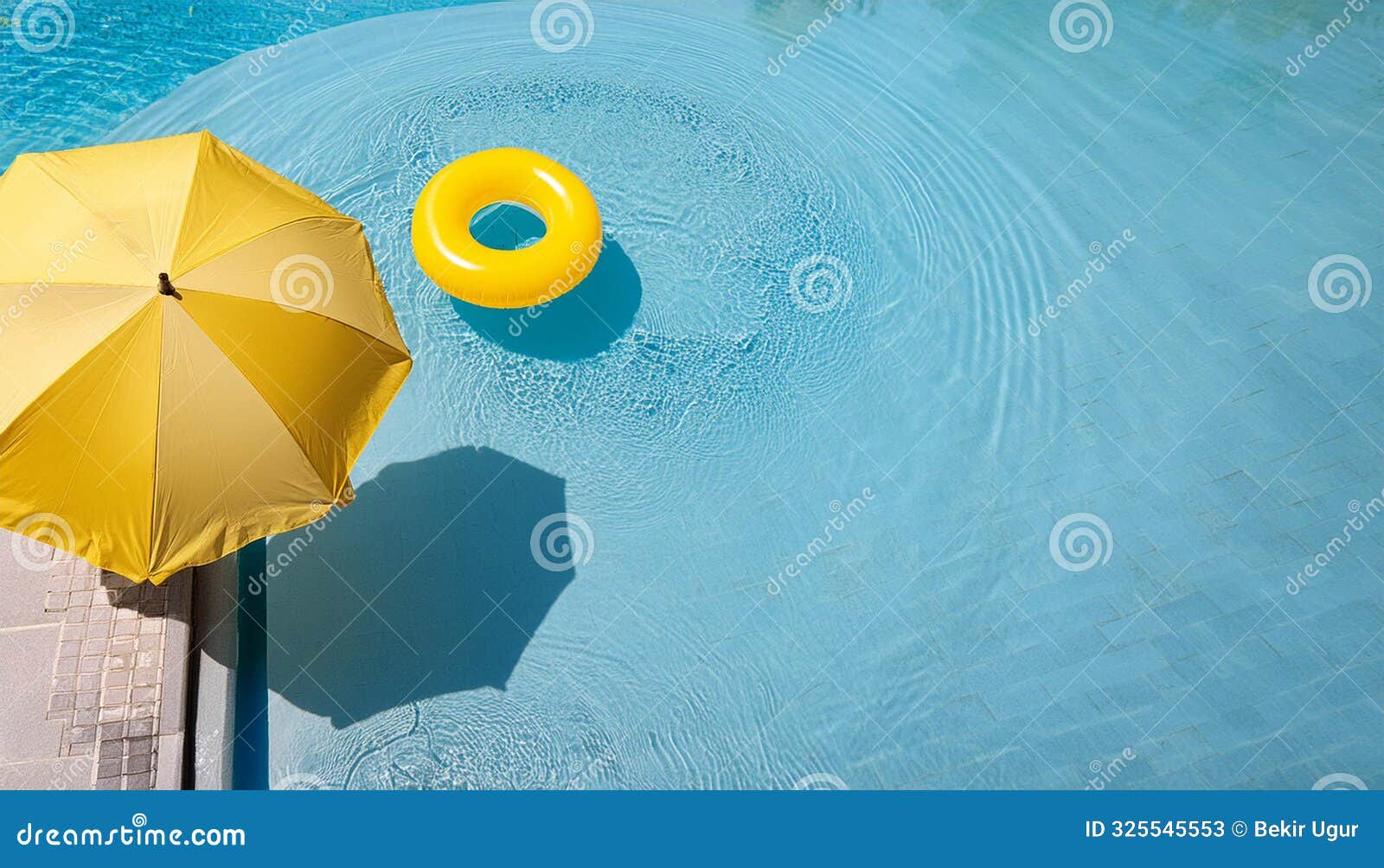 Yellow Float Floating in the Pool with Blue Water Stock Illustration ...