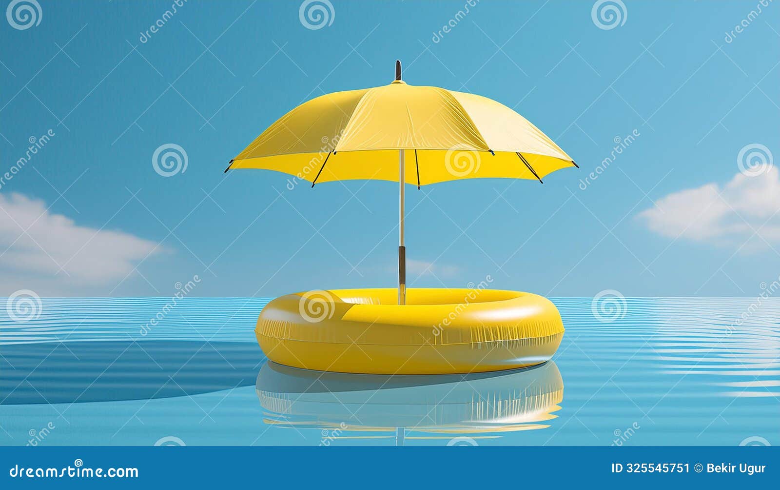 Yellow Float Floating in the Pool with Blue Water Stock Illustration ...