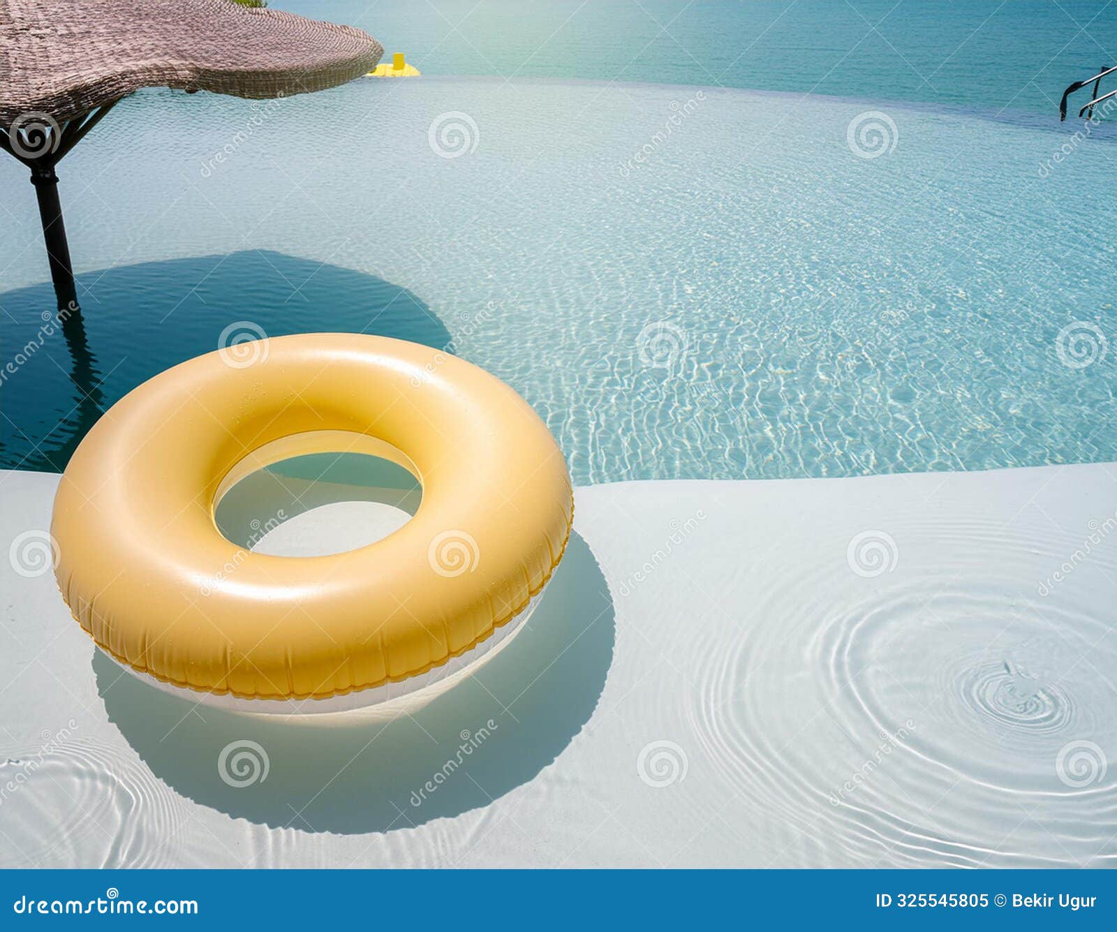 Yellow Float Floating in the Pool with Blue Water Stock Illustration ...
